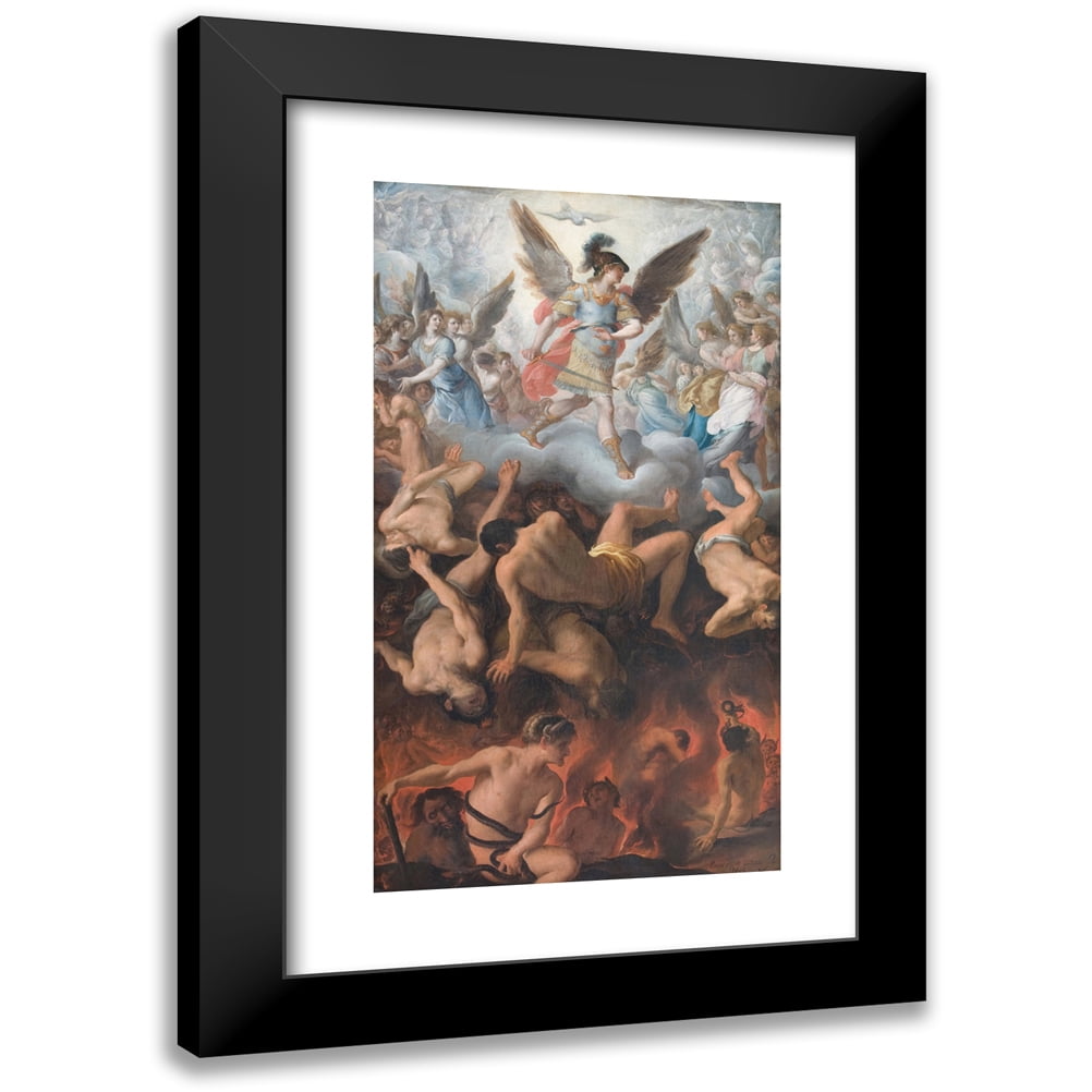 Eugenio Cajés 12x18 Black Modern Framed Museum Art Print Titled - The Fall of the Rebel Angels ...