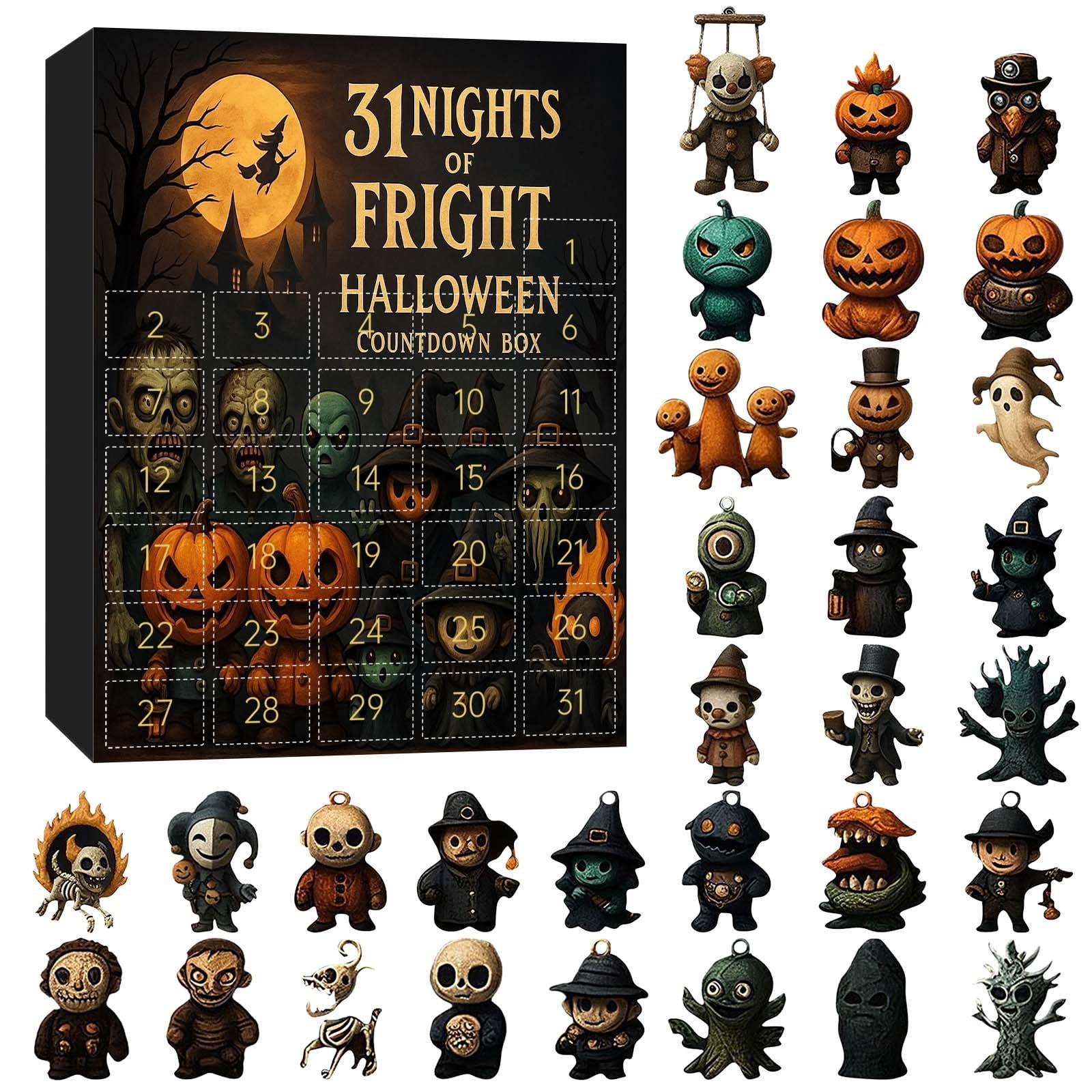 Euiuw 31 Nights Halloween Countdown Advent Calendar 2025 with Scary ...