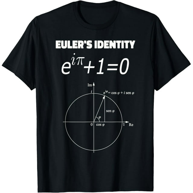 Euler's Identity Math Equation T-Shirt men and women can wear, black ...