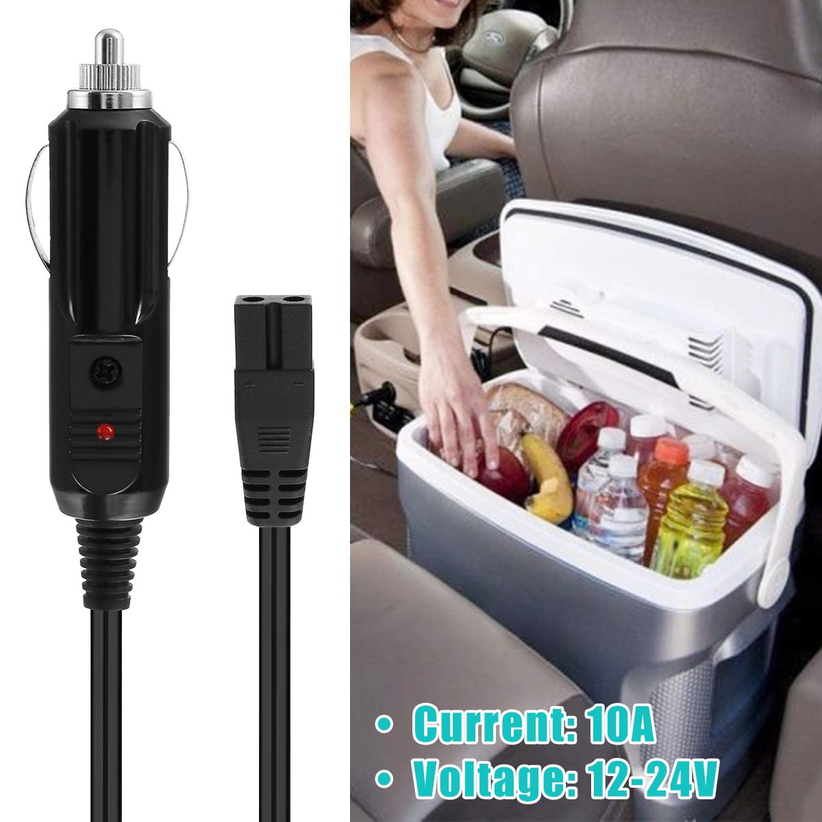 Eummy 5.9ft 12-24V 10A Car Cooler Box Power Extension Cable Cord ...