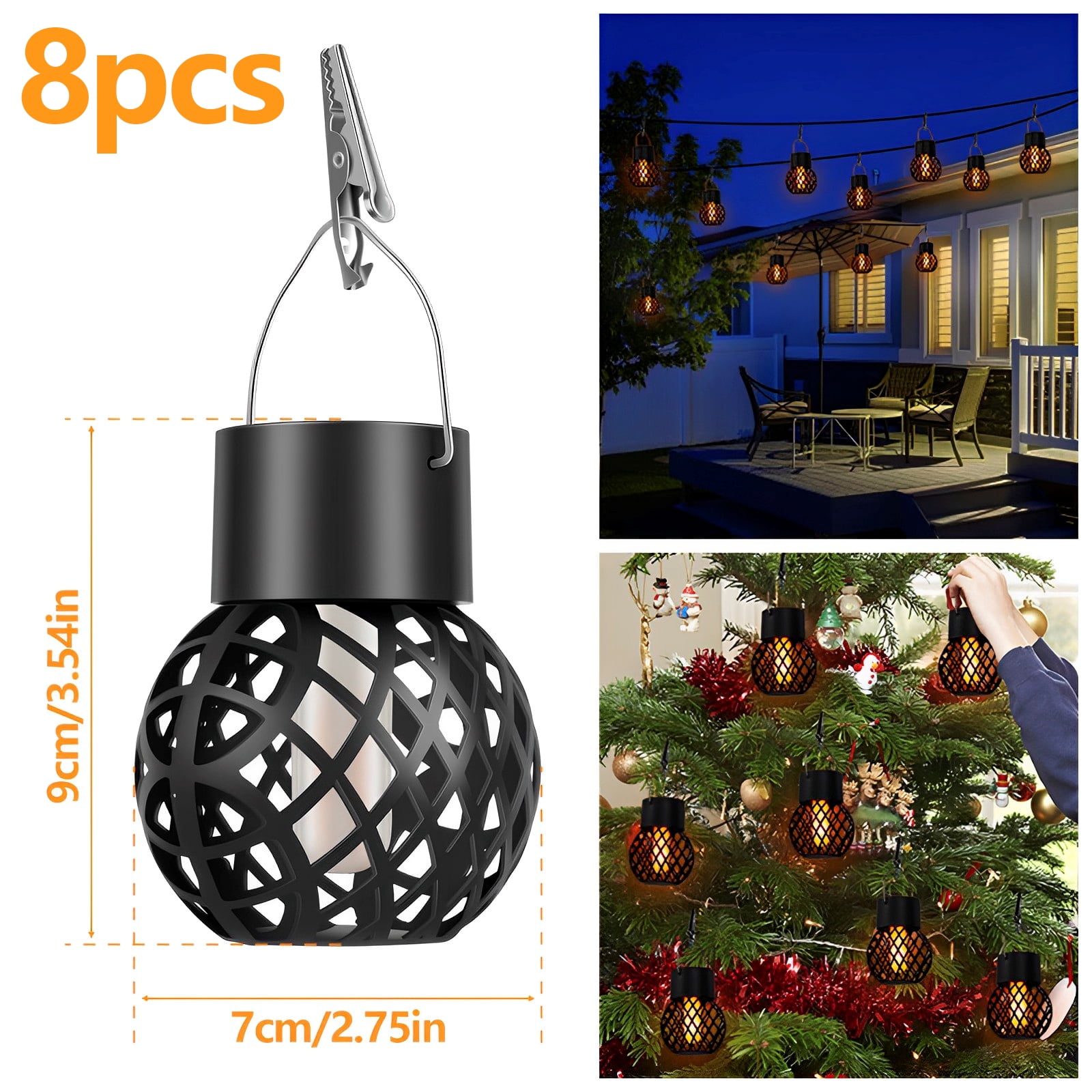 Eummy 8 Pack Hanging Solar Lights IP65 Outdoor Waterproof Mini Solar ...