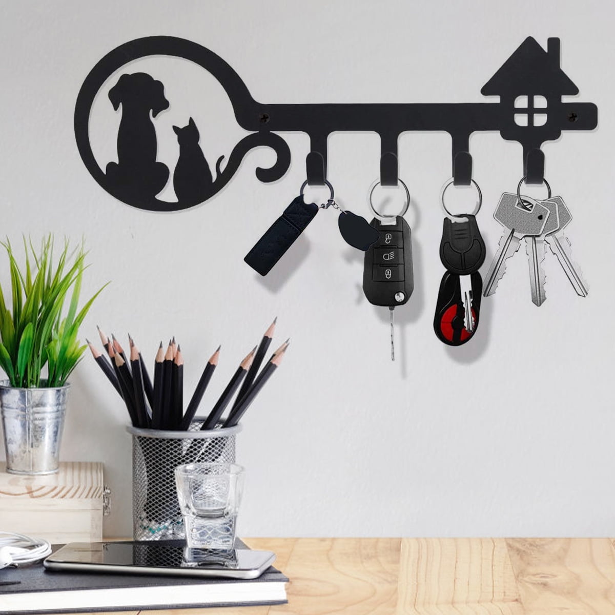 Eummy Key Holder with 4 Hooks for Decoration Wall-mounted Keys Stand ...