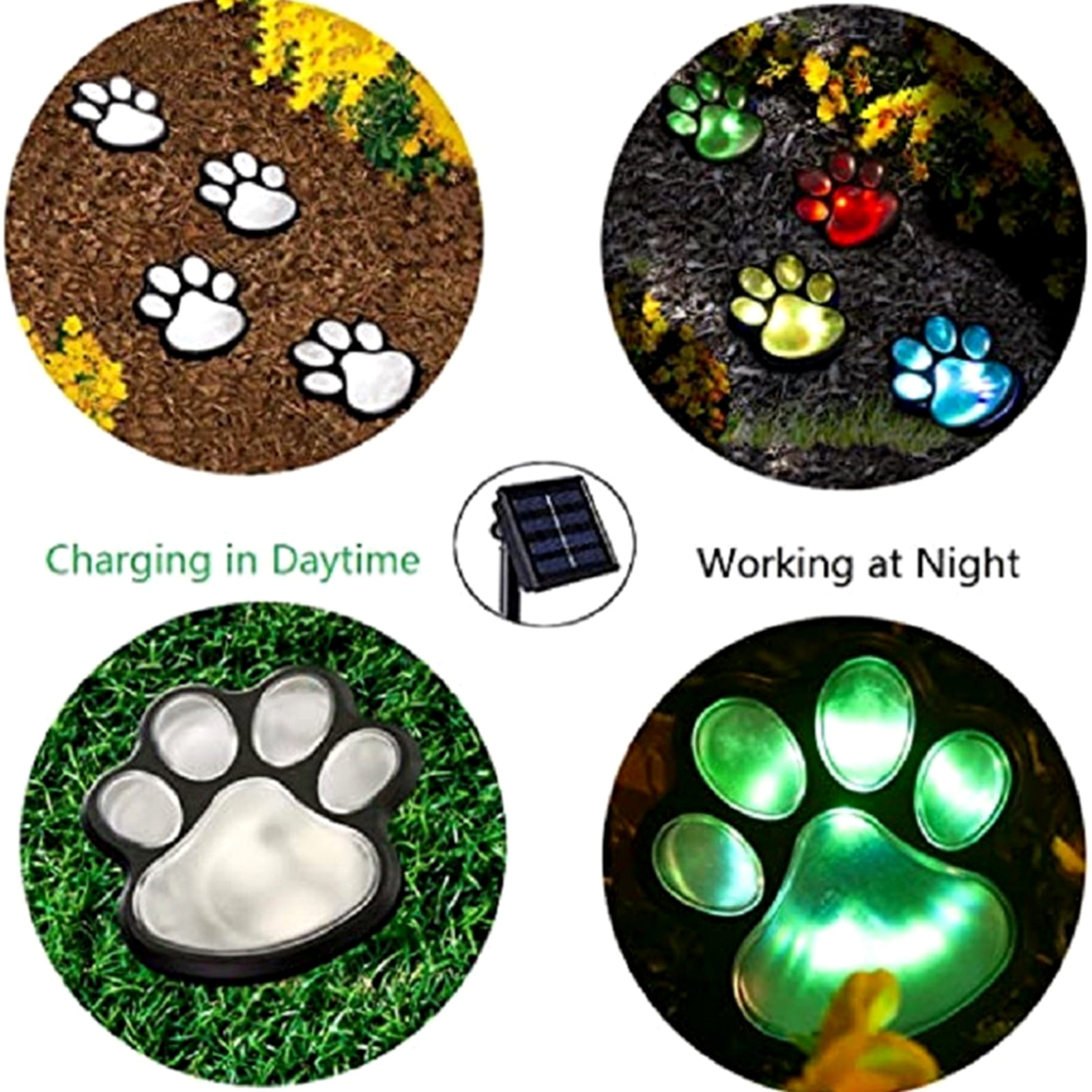 Eummy Paw Print Solar Lights 4 in 1 Waterproof Garden Lights LED Solar ...