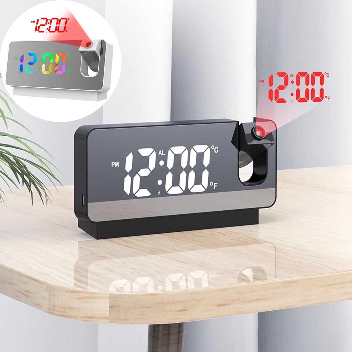Eummy Projection Alarm Clock, Digital Alarm Clock with Large 7.3" LED ...