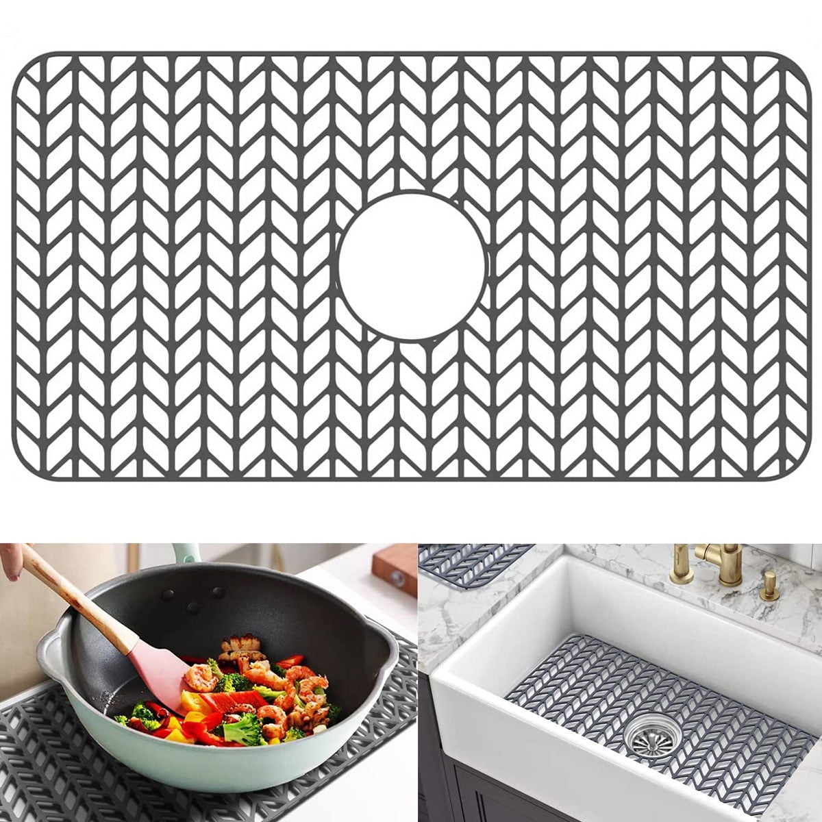 Eummy Silicone Sink Protector, Heat-Resistant Kitchen Sink Mat, Anti ...