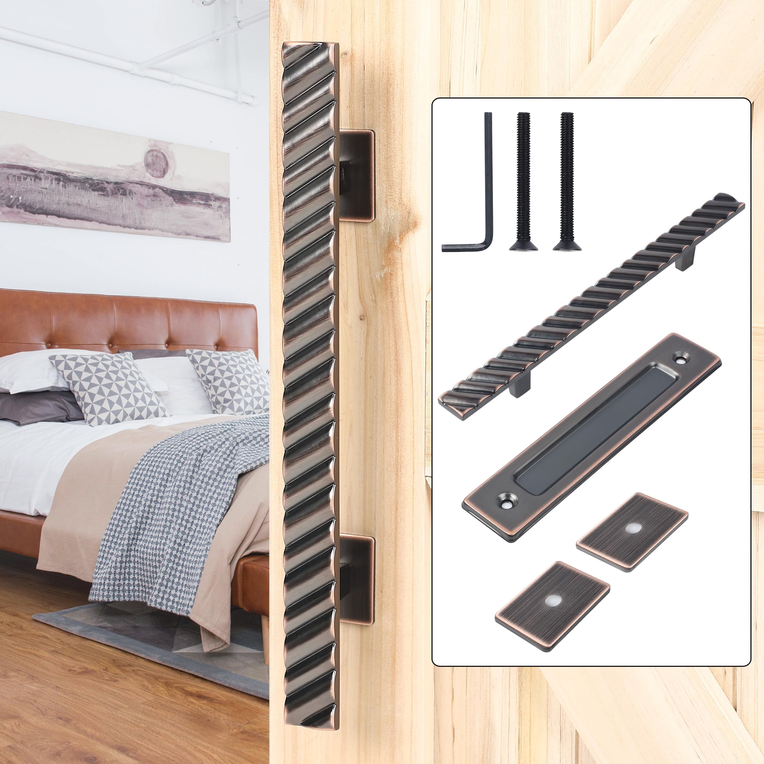 Eumtenr Solid Brass Sliding Barn Door Handles Set, 12 Inch Heavy Duty ...