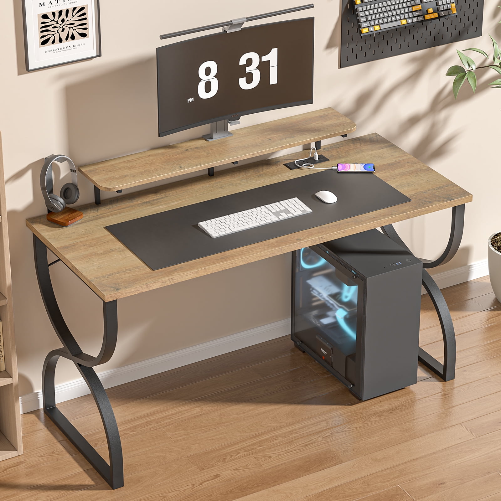 Eumyviv Smooth Surface Office Desk with Steel Legs for Comfortable Work ...