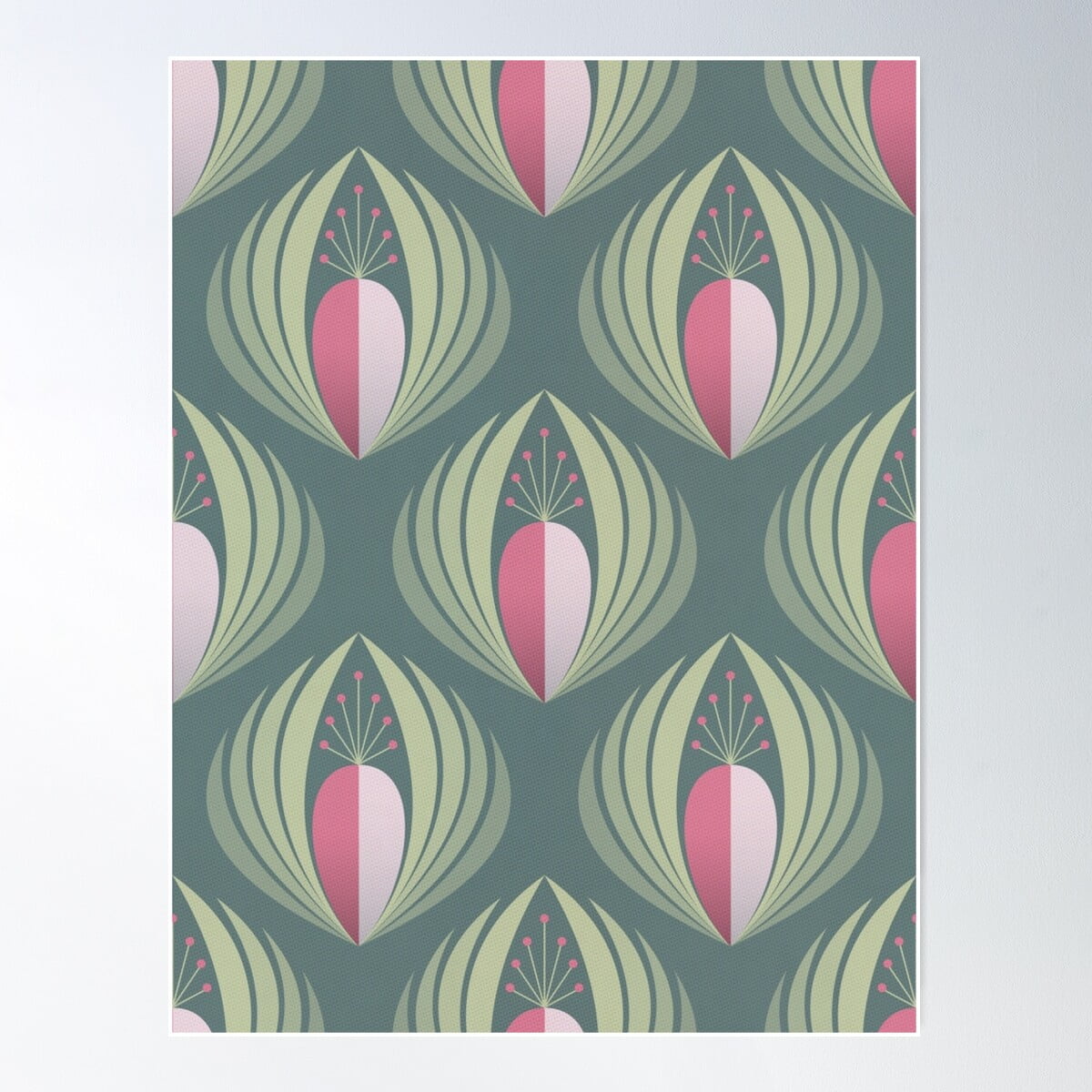 Eunice Flower - Rose And Lime Green [3] Poster Wall Art, Modern Wall ...