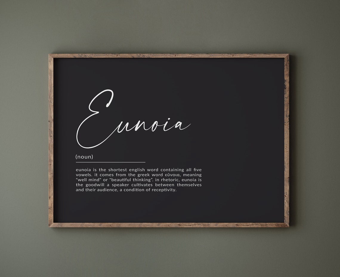 Eunoia Definition Greek Word Art, Unframed Paper Print Size 24x36 ...