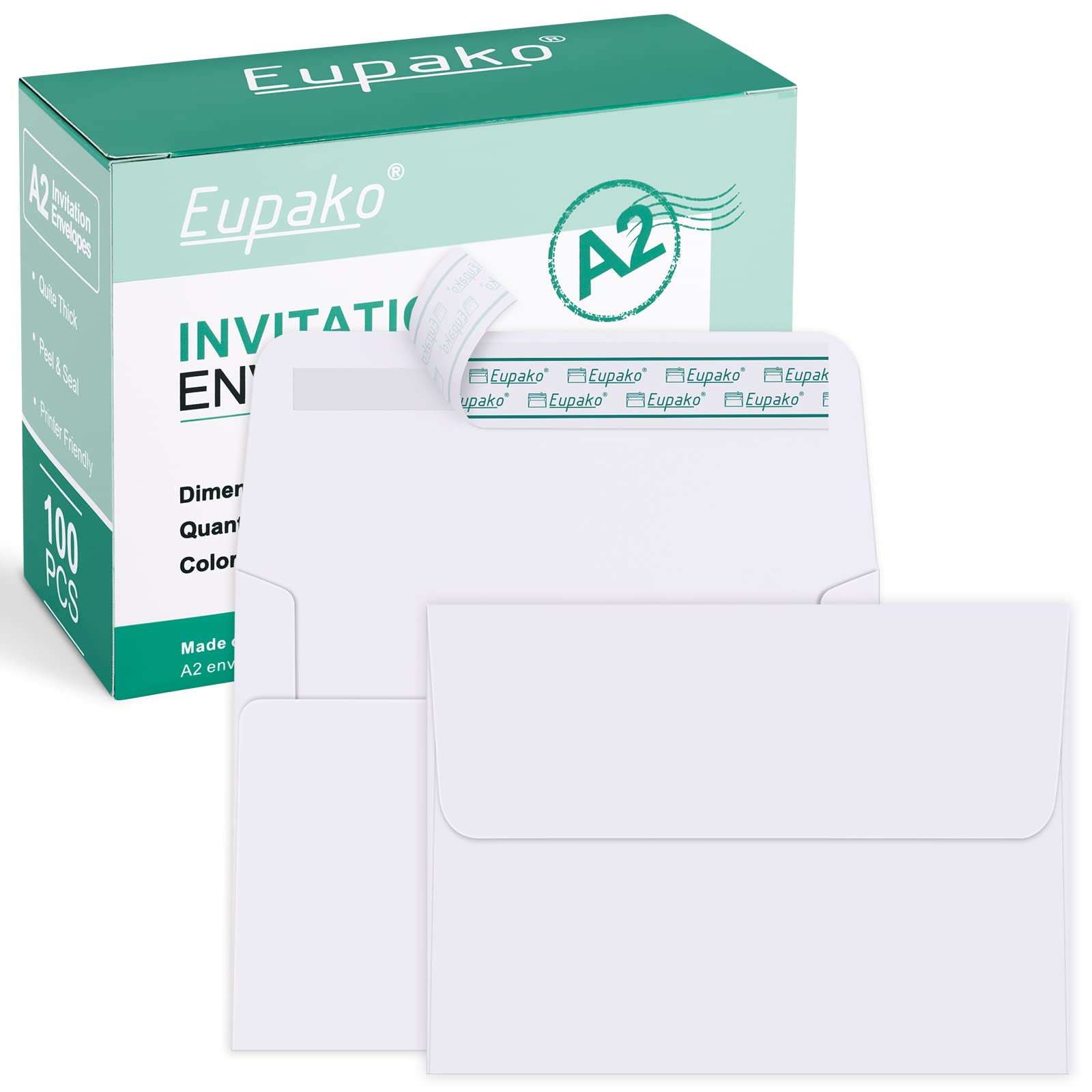Eupako A2 White Paper Envelopes 100 Pack 4.375x5.75" Invitation ...