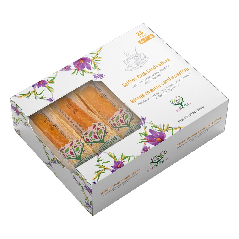 Eupherbia Saffron Rock Candy Sticks, Handcrafted Sweetness, Saffron ...