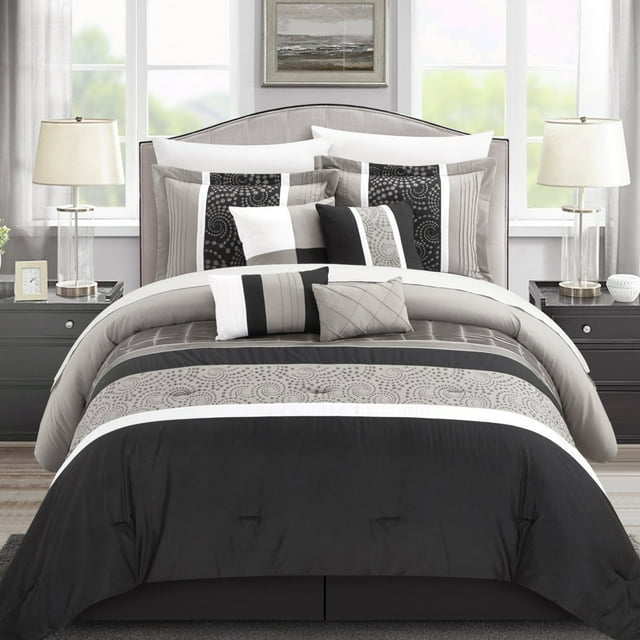 Euphoria 8-Piece Embroidered Comforter Set Embroidery Pintuck Bedding ...