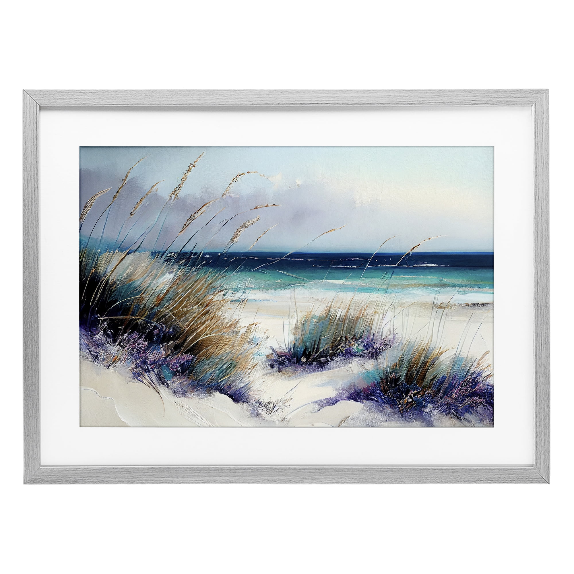 Euphoria Beach Dunes Gray Framed Print Under Glass, design by Sasha ...