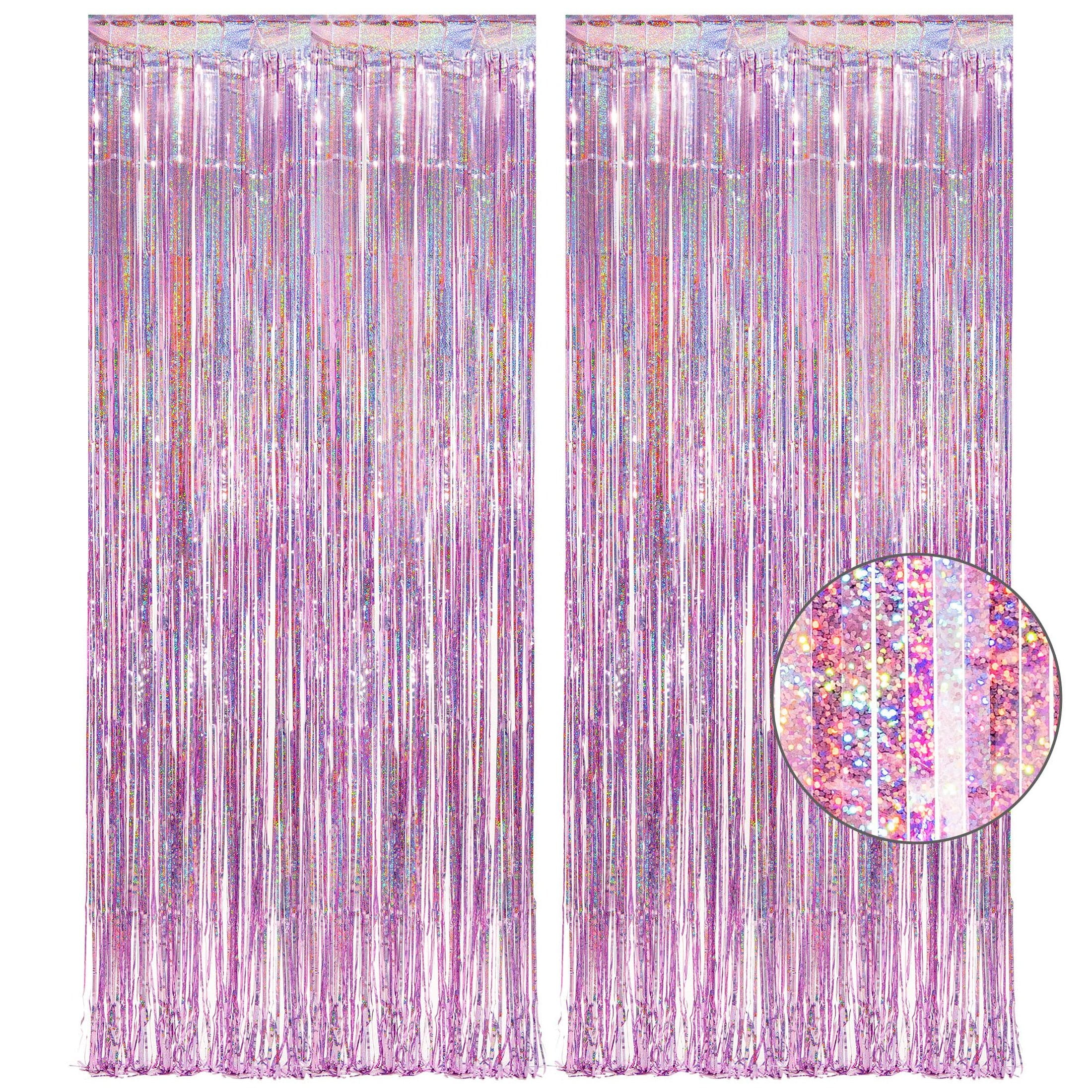 Euphoria Pink Streamers: Princess Party Backdrop - 2 Pack Tinsel Fringe ...