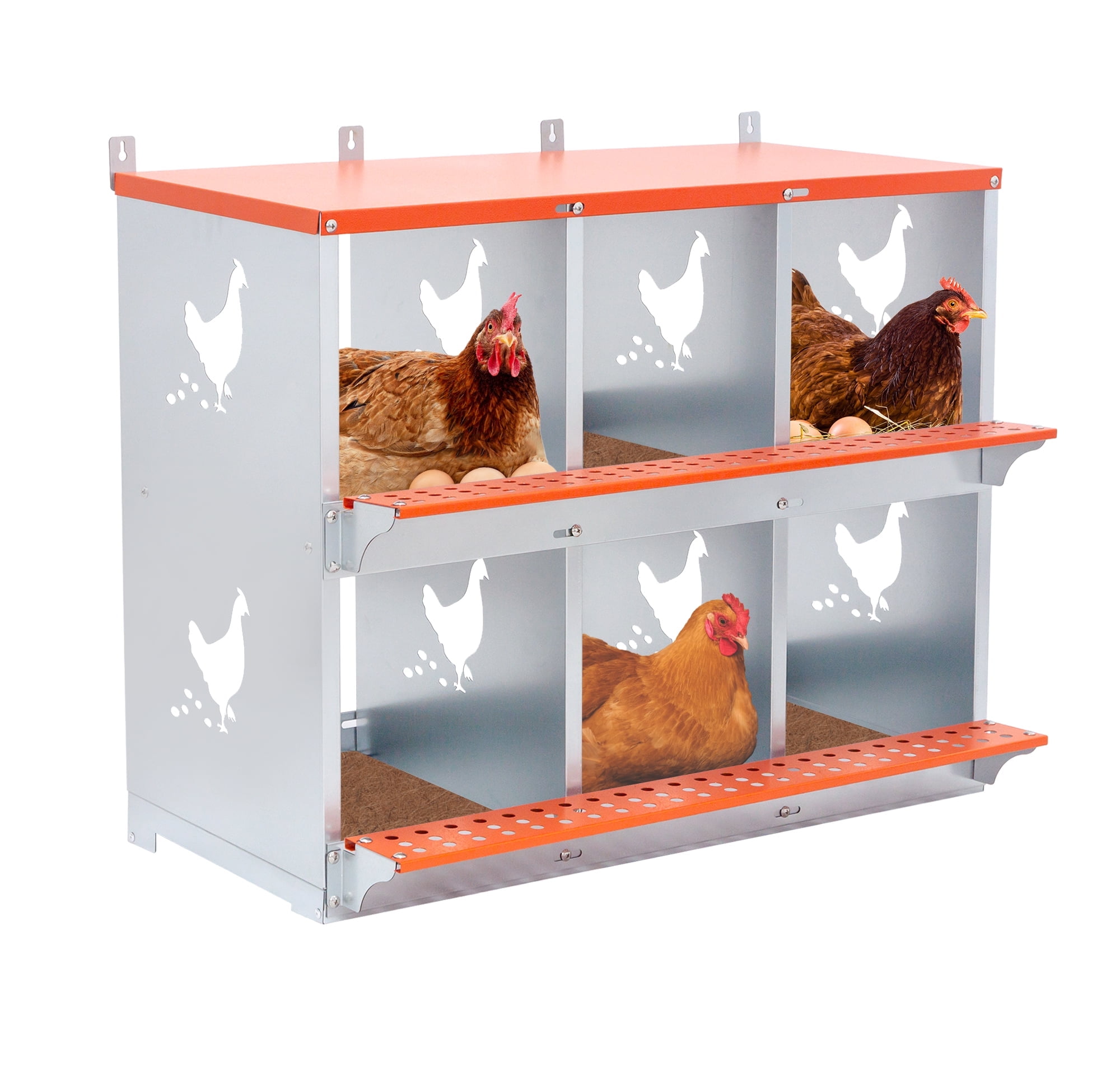 Euqvunn Chicken Nesting Boxes, 6 Hole Metal Chicken Egg Laying Box Wall ...