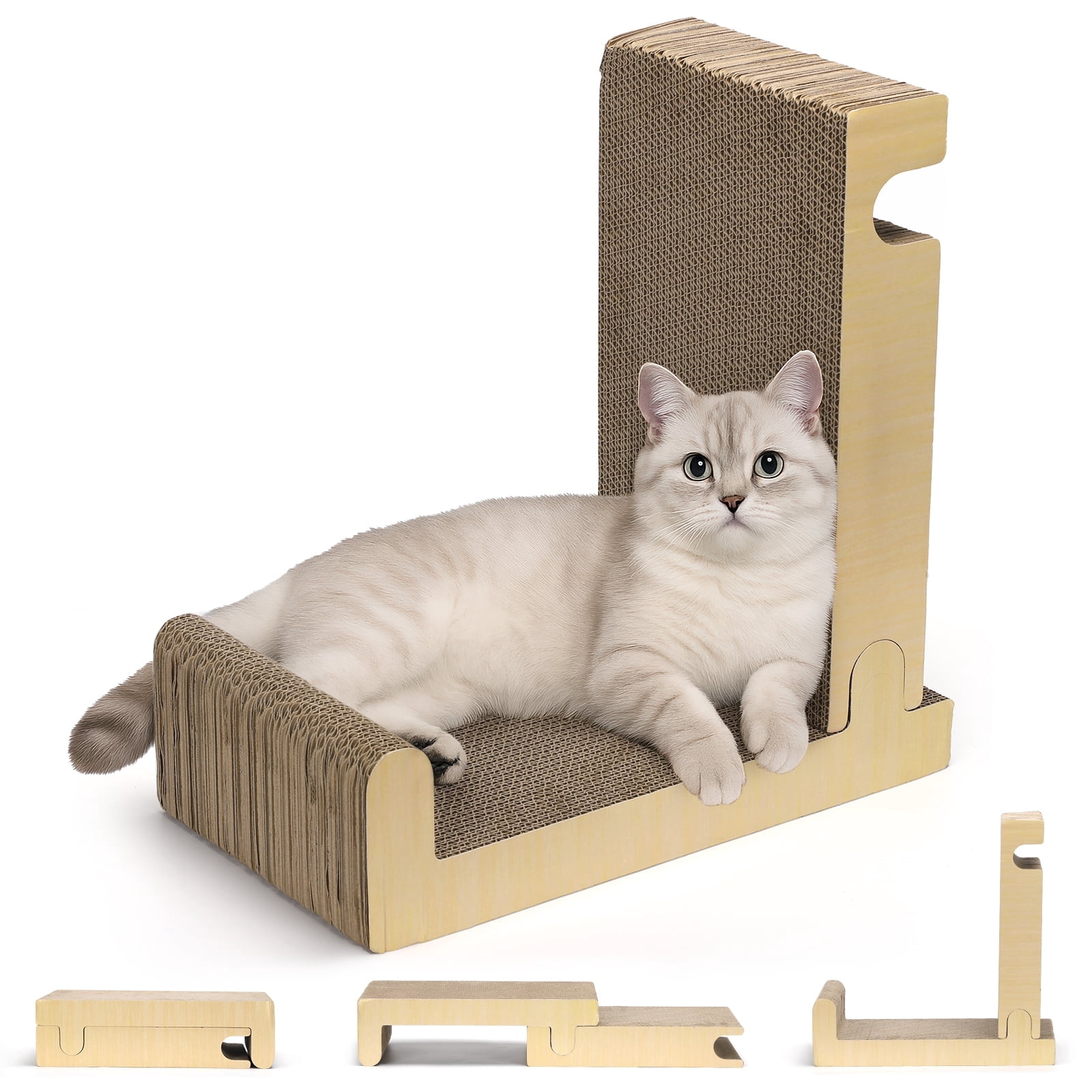 Euqvunn Cat Scratcher, Reversible Cardboard Cat Scratch Pad, 4 in 1 Cat ...