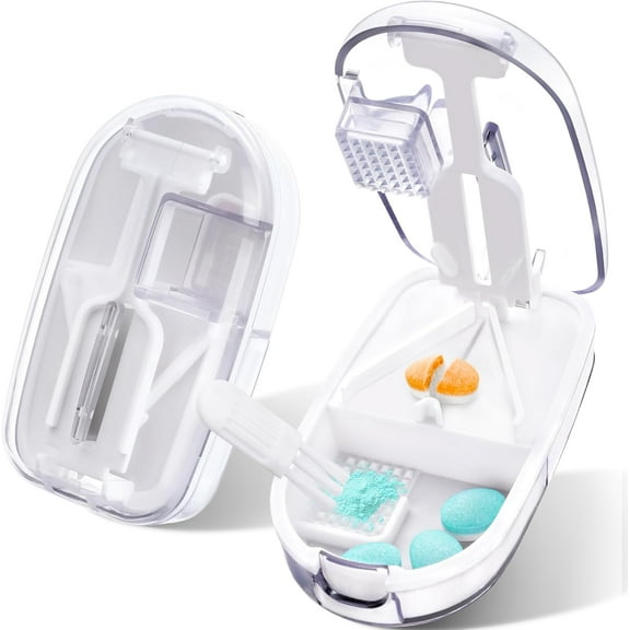 Portable Pill Cutter with Storage Box Adjustable Splitter for Vitamins ...