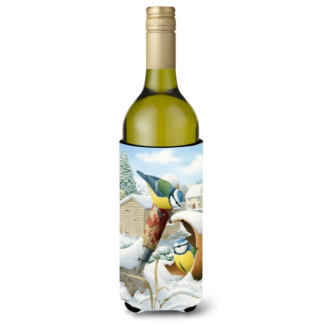 Eurasian Blue **** Birds in Flower Pot Wine Bottle Hugger - Walmart.com