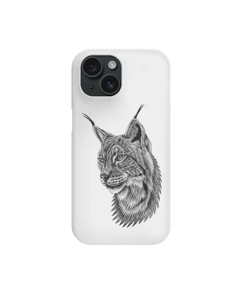 Eurasian Lynx Big Cat Ink Illustration Phone Case for iPhone 16 15 14 ...
