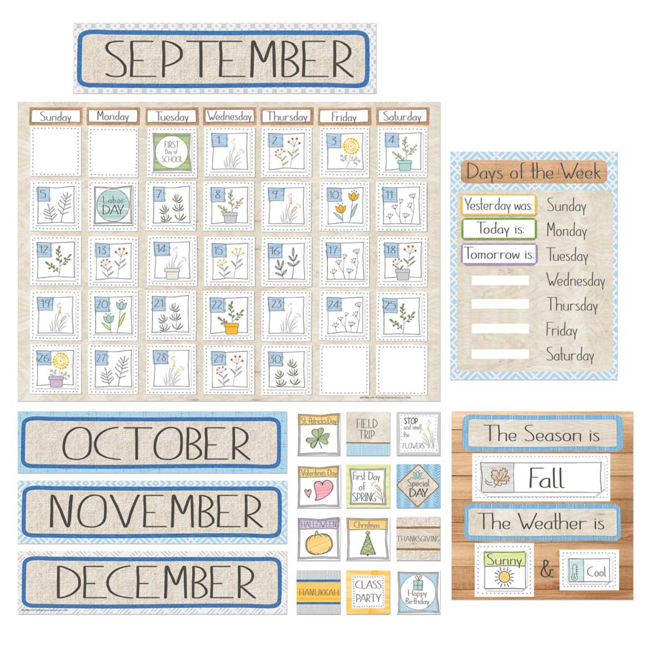 Eureka A Close-Knit Class Calendar Set Bulletin Board Set - Walmart.com