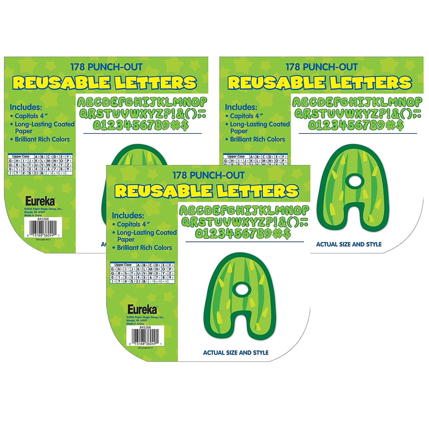 Eureka A Sharp Bunch Cactus Letters Deco 4" Letters, 178 Per Pack, 3 ...