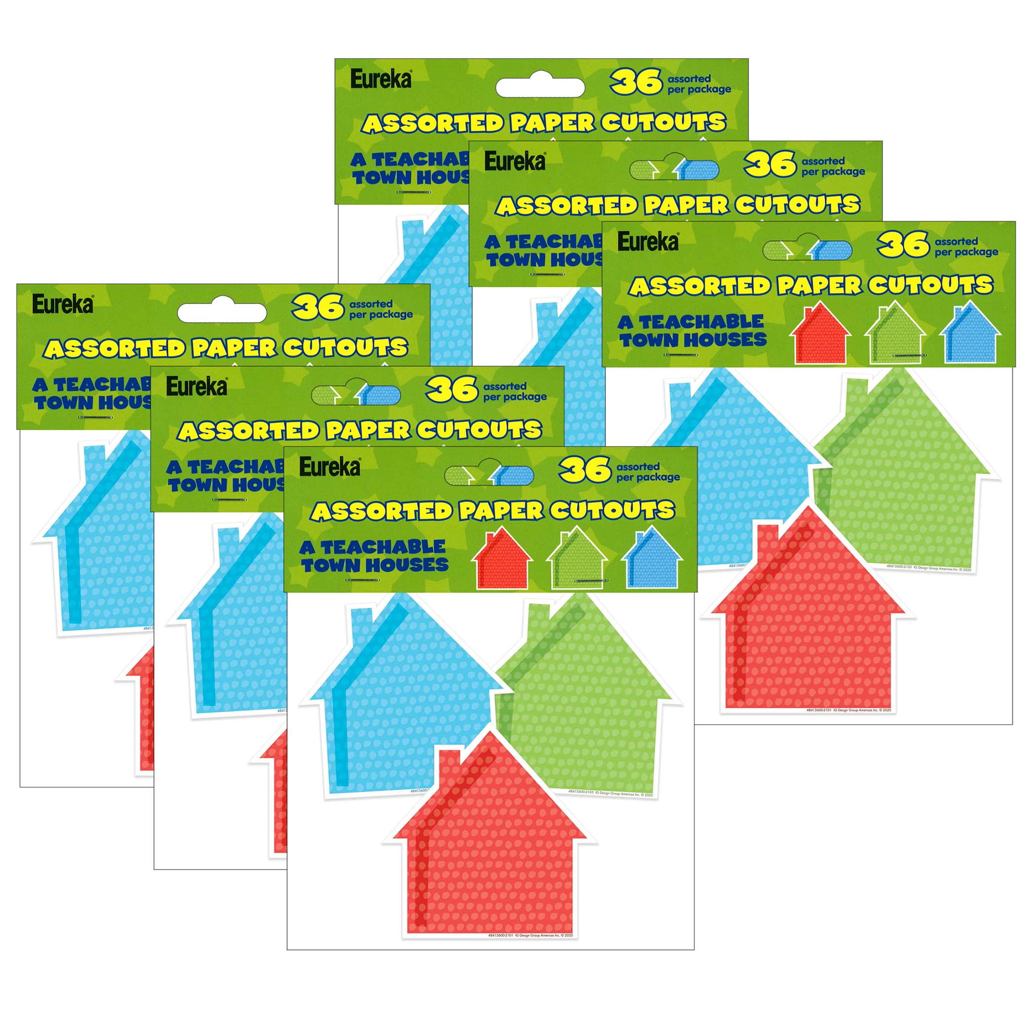Eureka A Teachable Town Assorted Houses Paper Cut-Outs, 36 Per Pack, 6 ...