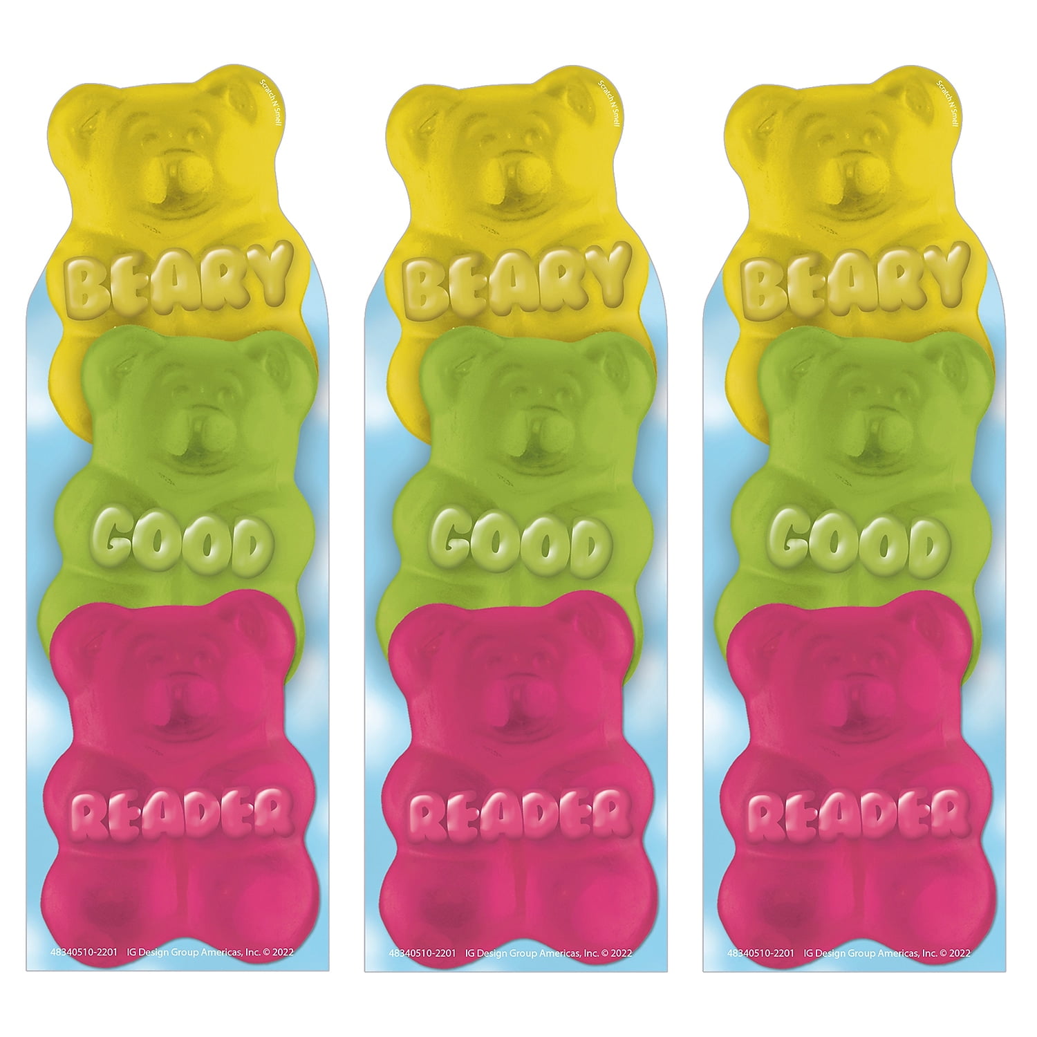 Eureka Beary Good Reader Gummy Bear Scented Bookmarks, 24 Per Pack, 3 ...