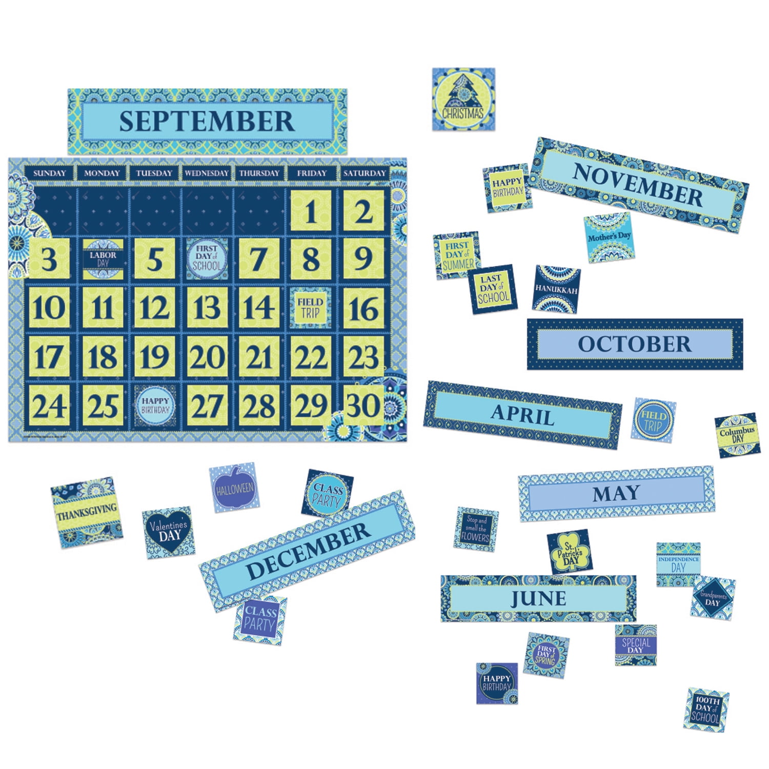 Eureka Blue Harmony Calendar Bulletin Board Set - Walmart.com