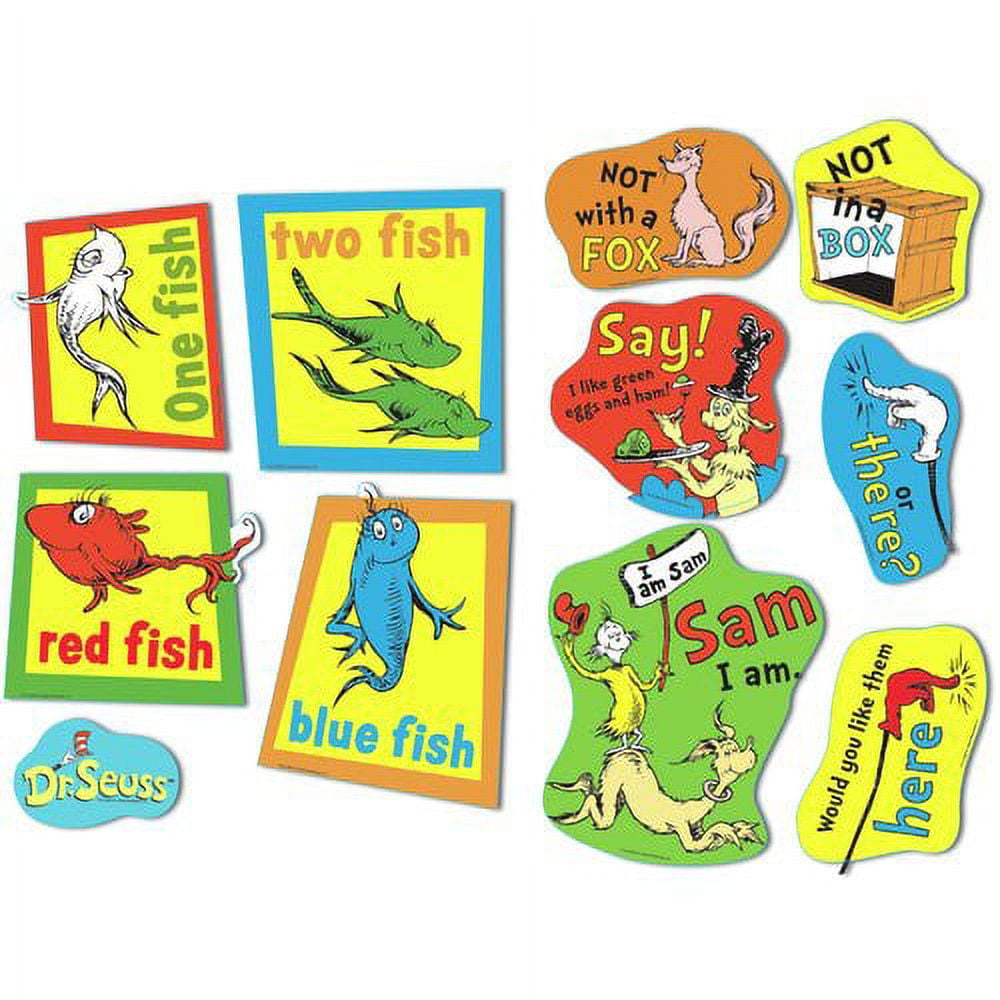 Eureka Classroom Large Dr Seuss Fish Fox and Sam Bulletin Board Cut Out ...