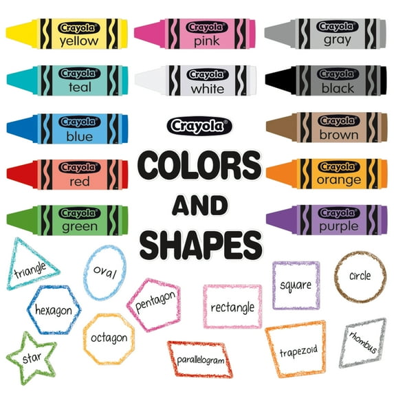 Eureka Crayola Colors and Shapes Bulletin Board Set, Classroom Crayon ...