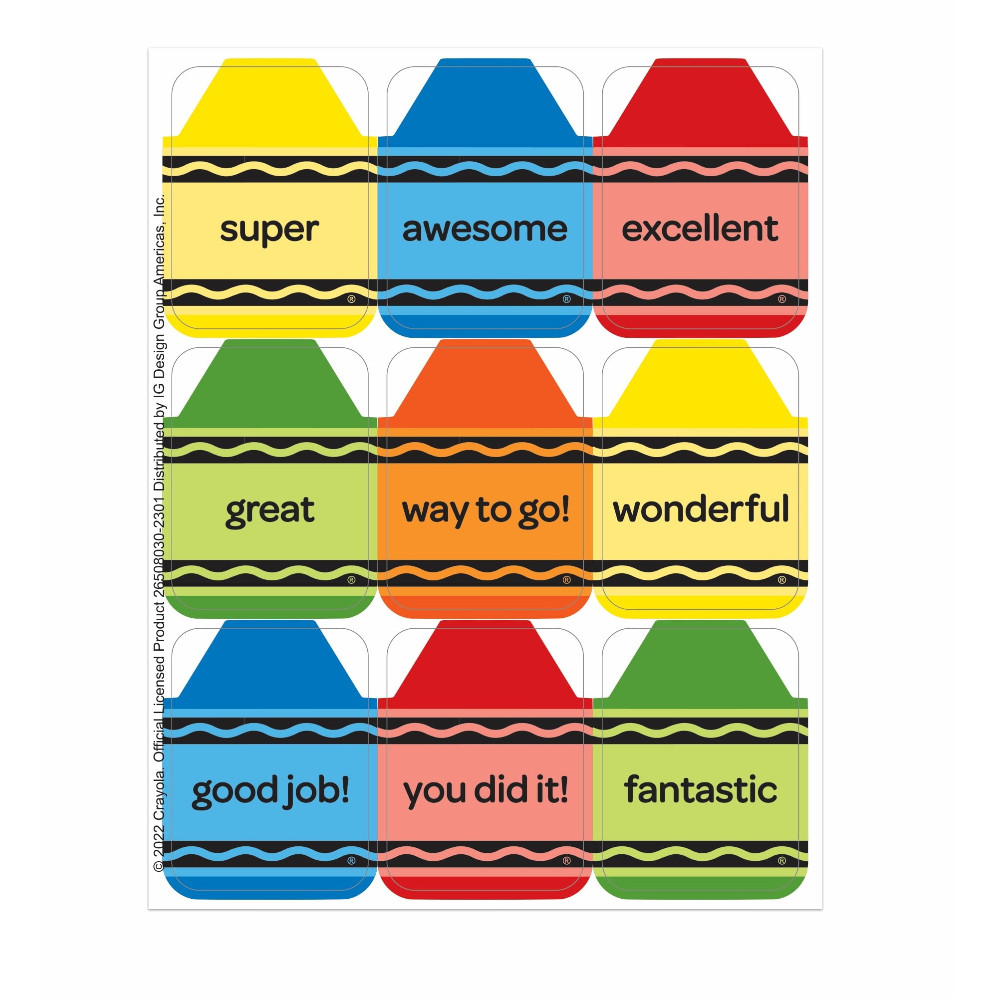 Eureka Crayola Crayons Extra Large Stickers for Kids and Teachers ...
