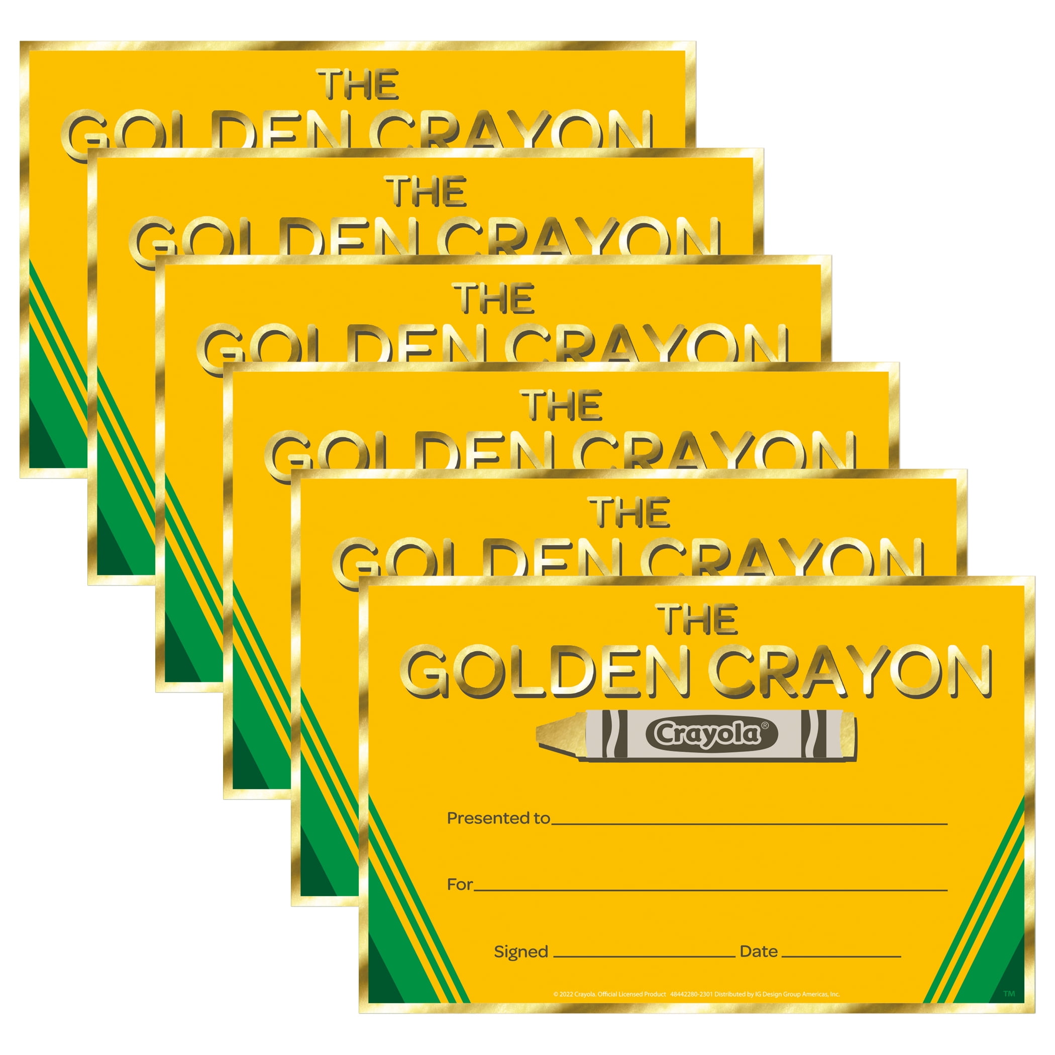 Eureka Crayola Gold Crayon Recognition Award, 36 Per Pack, 6 Packs ...