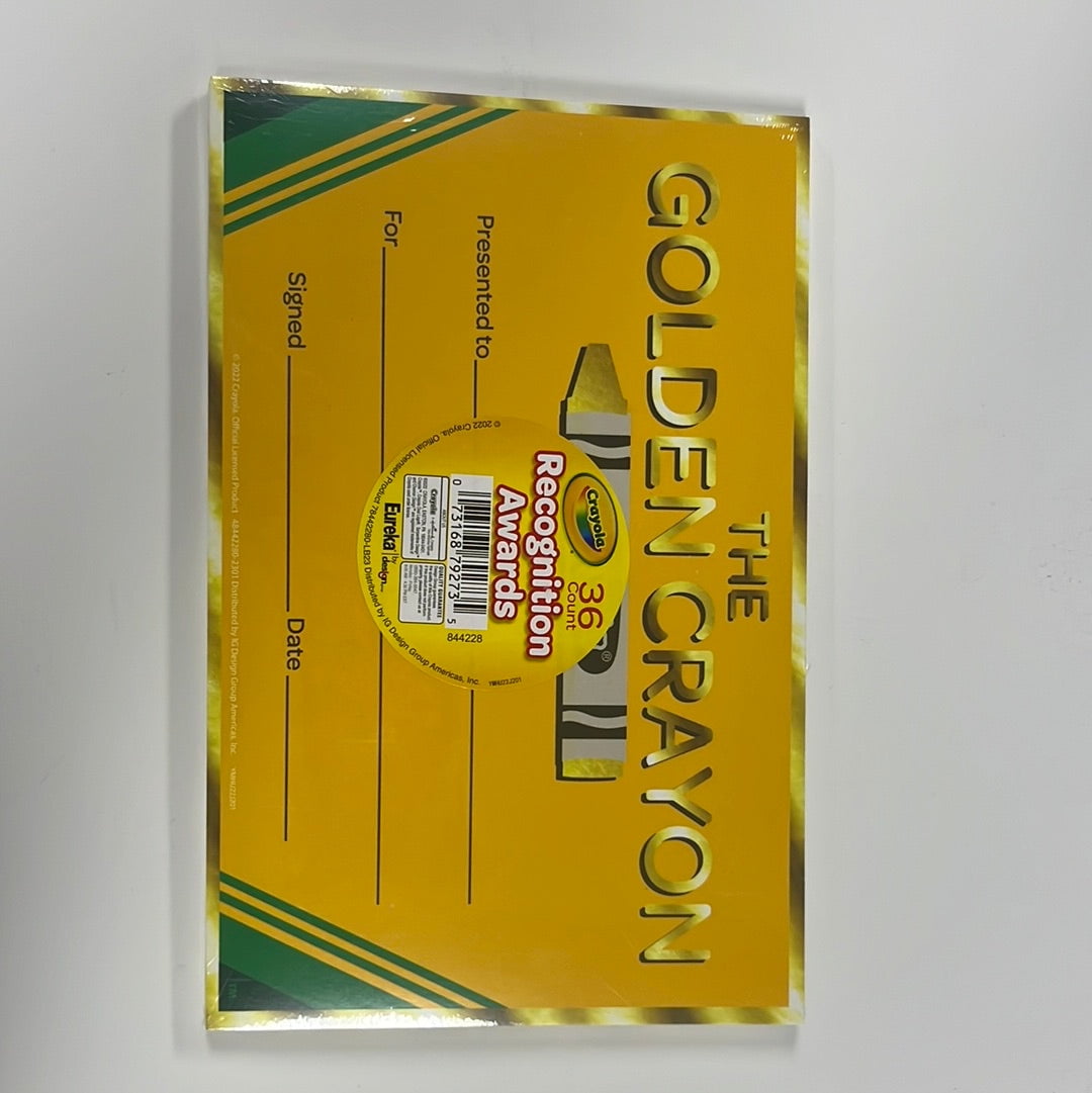 Eureka Crayola Gold Crayon Recognition Awards, 8 1/2" x 5 1/2", 36 ...