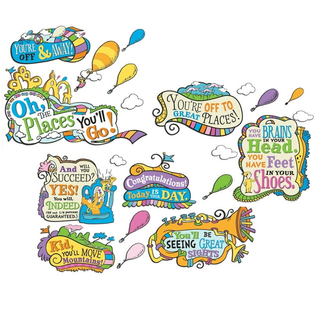 Eureka Dr. Seuss Oh The Places You'll Go Bulletin Board Set - Walmart.com