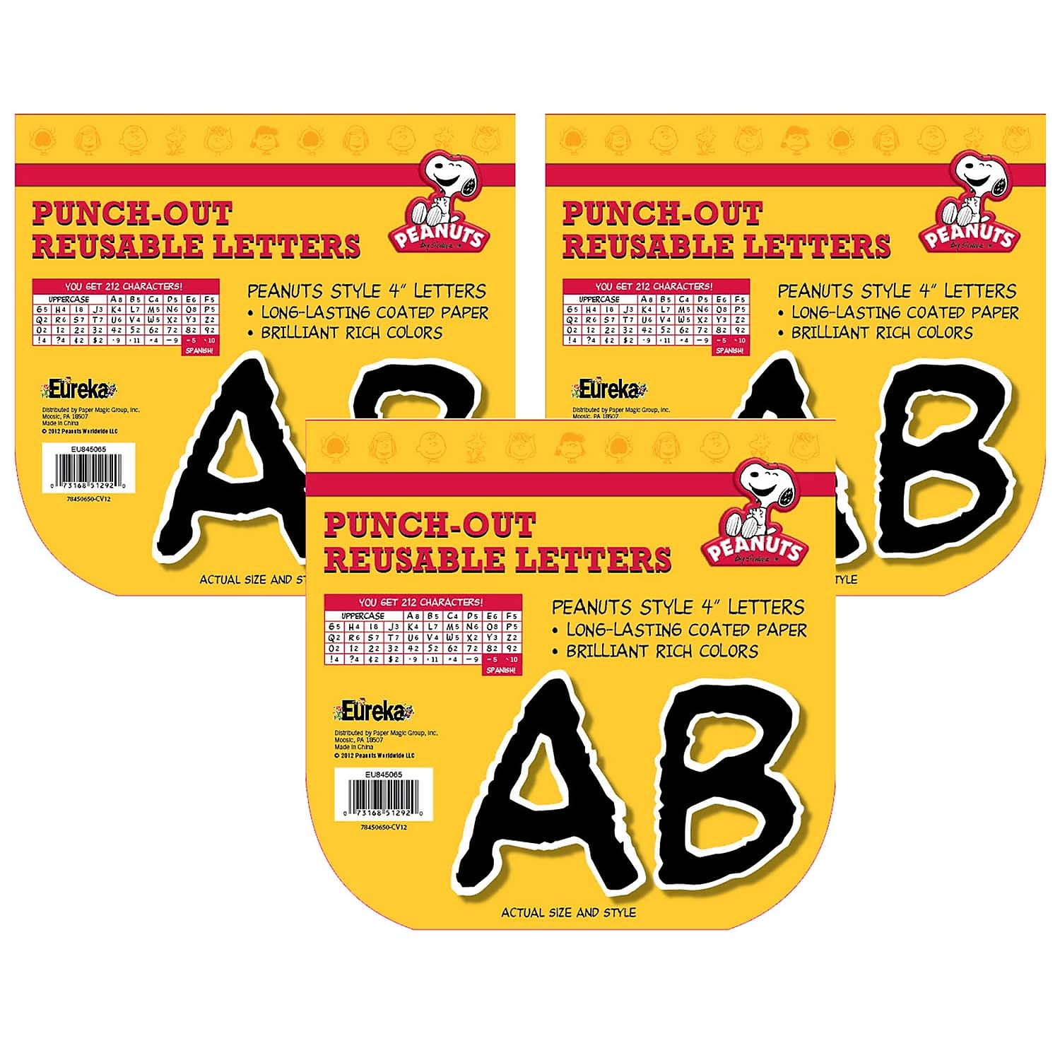 Eureka EU-845065-3 Peanuts Deco Letters Black (3 PK) - Walmart.com