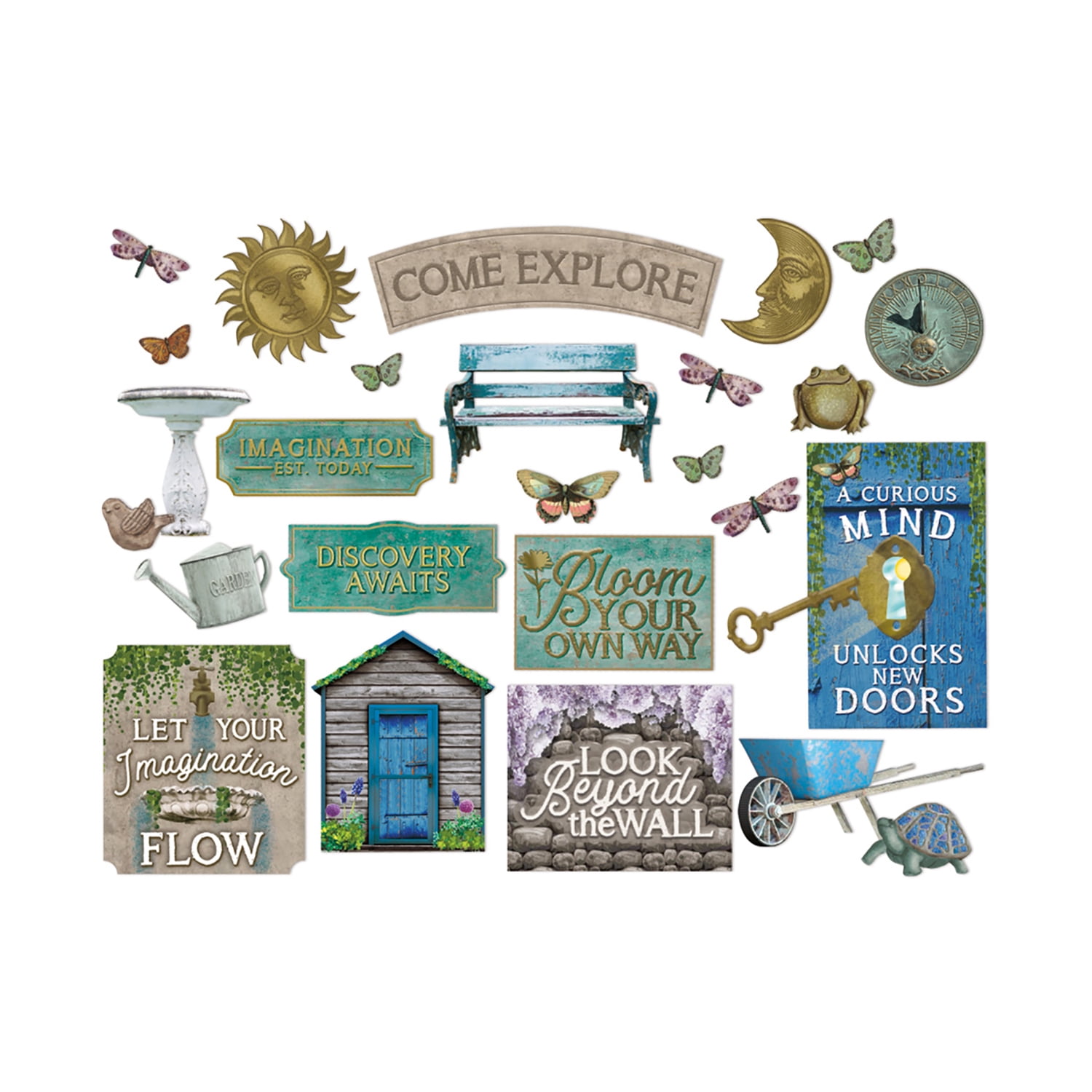 Eureka Curiosity Garden Gallery Wall Bulletin Board Set - Walmart.com