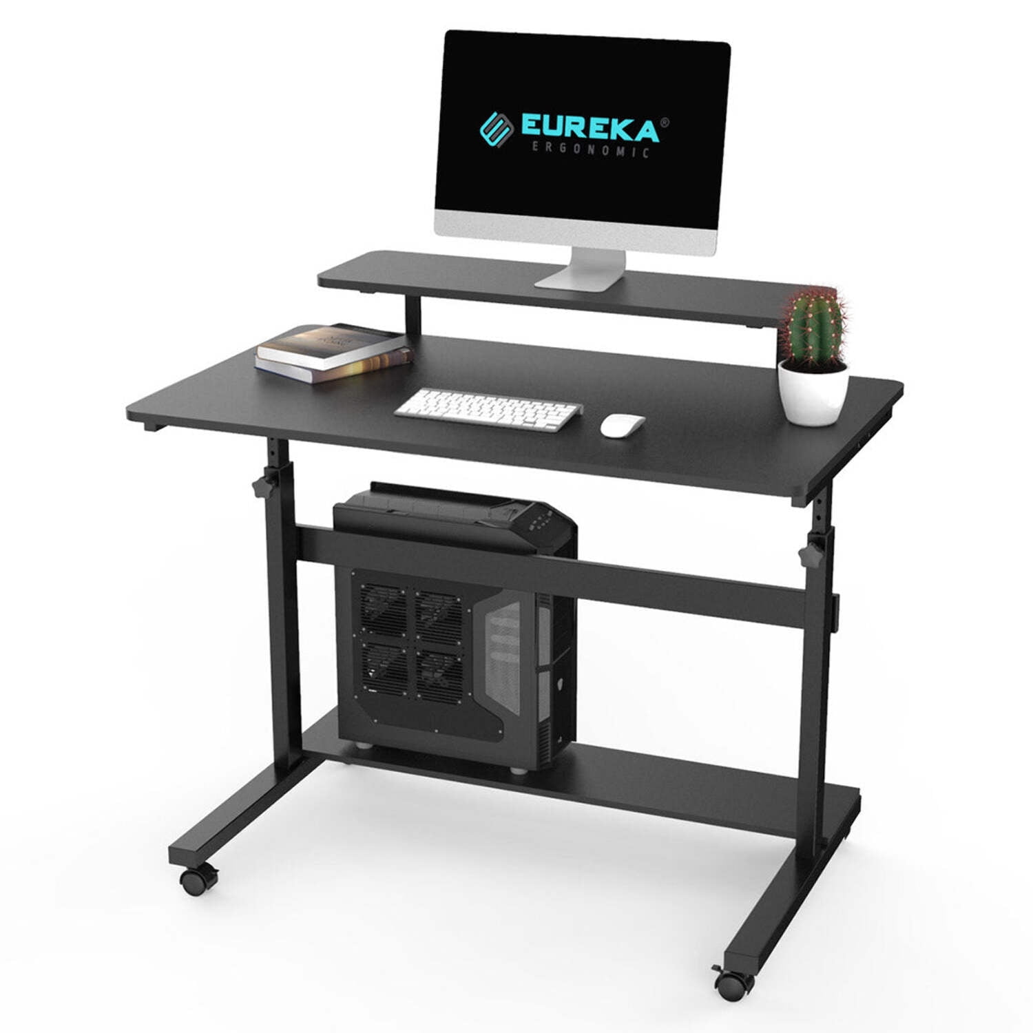 Eureka Ergonomic 41" Mobile Height Adjustable Desk Rolling Sit to Stand ...
