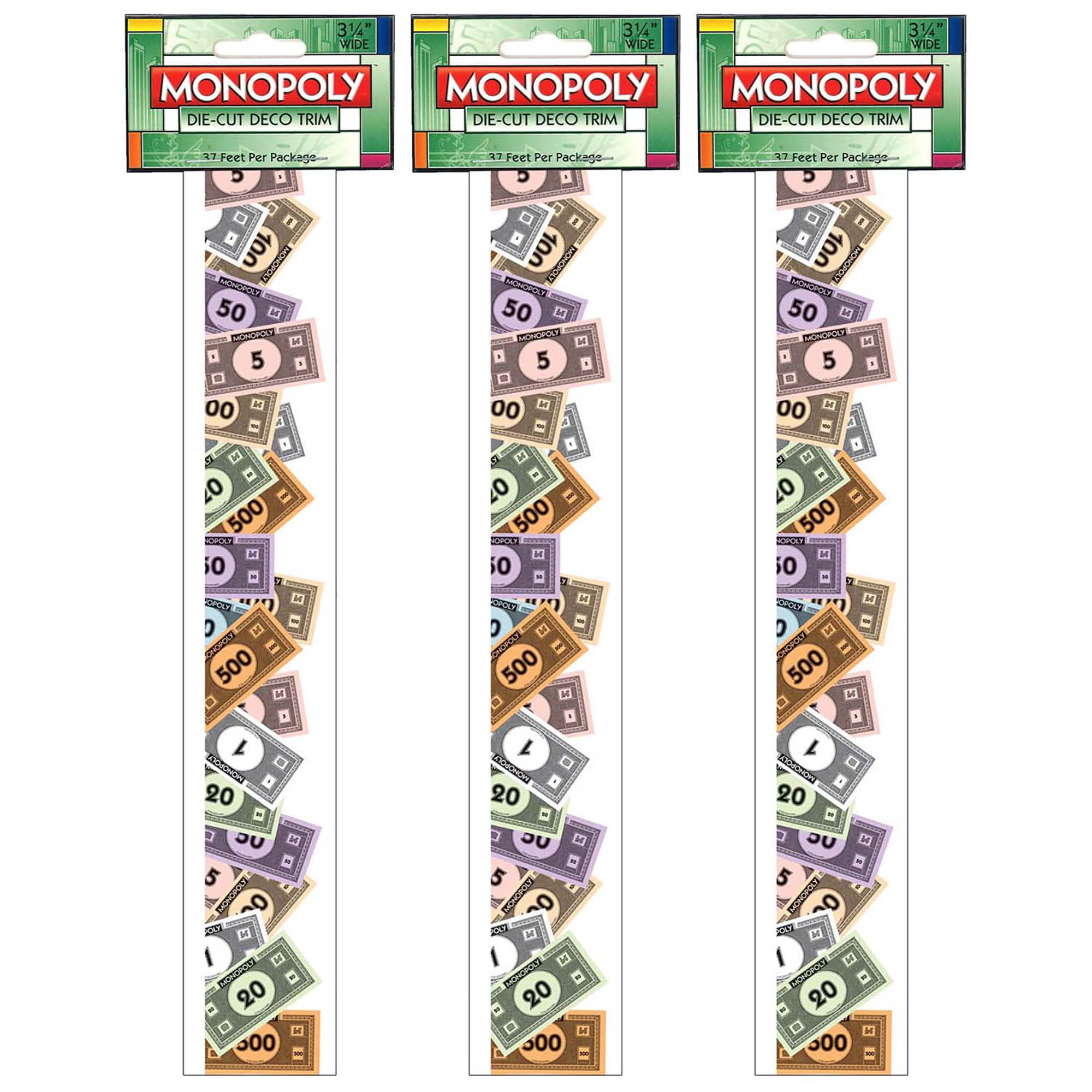 Eureka Extra Wide Die Cut Border 3.25" x 111' Monopoly Money (EU-845151 ...