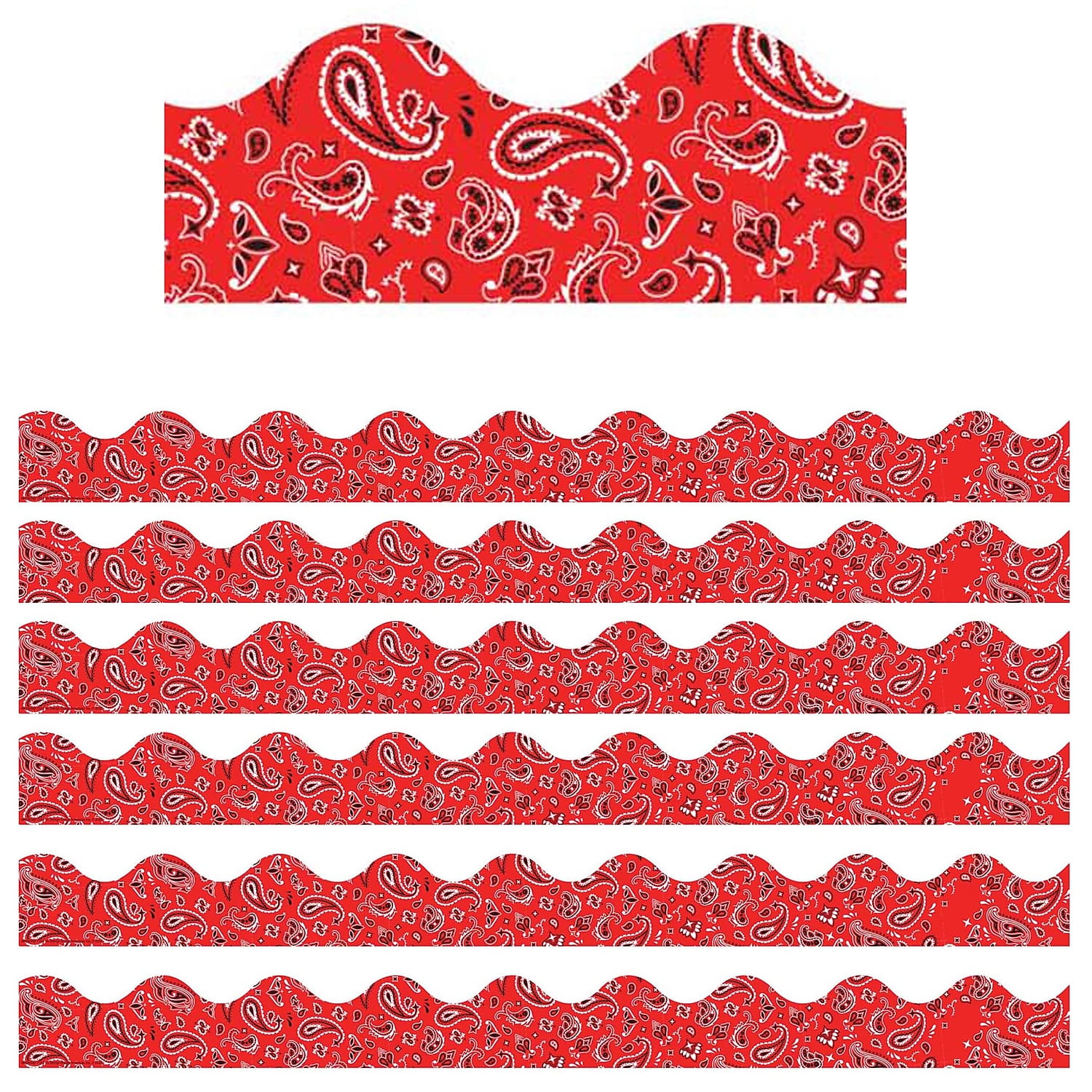 Eureka Extra Wide Scalloped Border 3.25" x 222' Red Bandana (EU-845656 ...