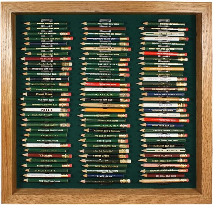 Eureka Golf Pencil Display Case With Acrylic Cover Holds 96 Round Or