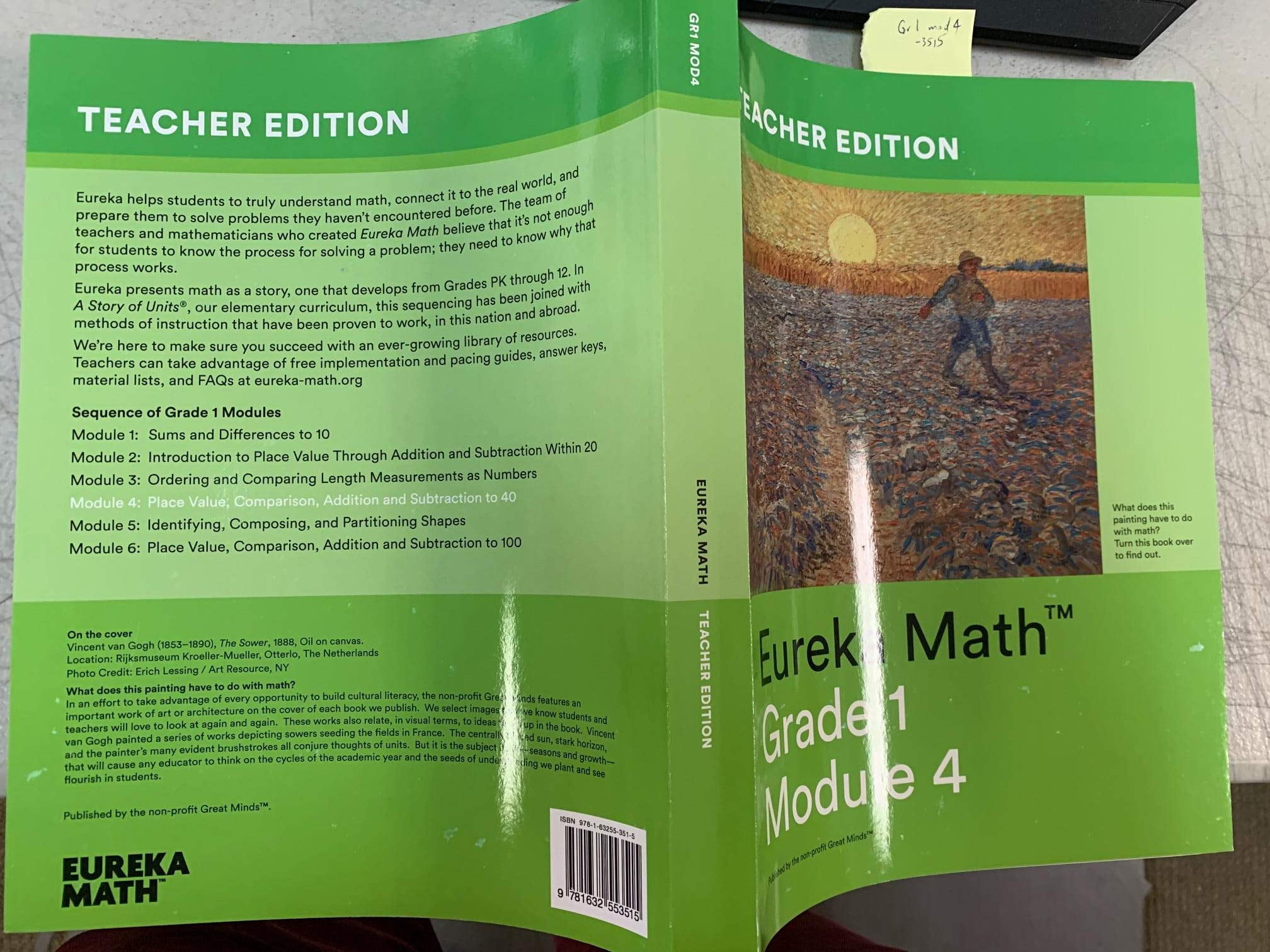 Pre-Owned Eureka Math Teacher Edition Grade 1 Module 4, Place Value, Comparison, Addition and ...