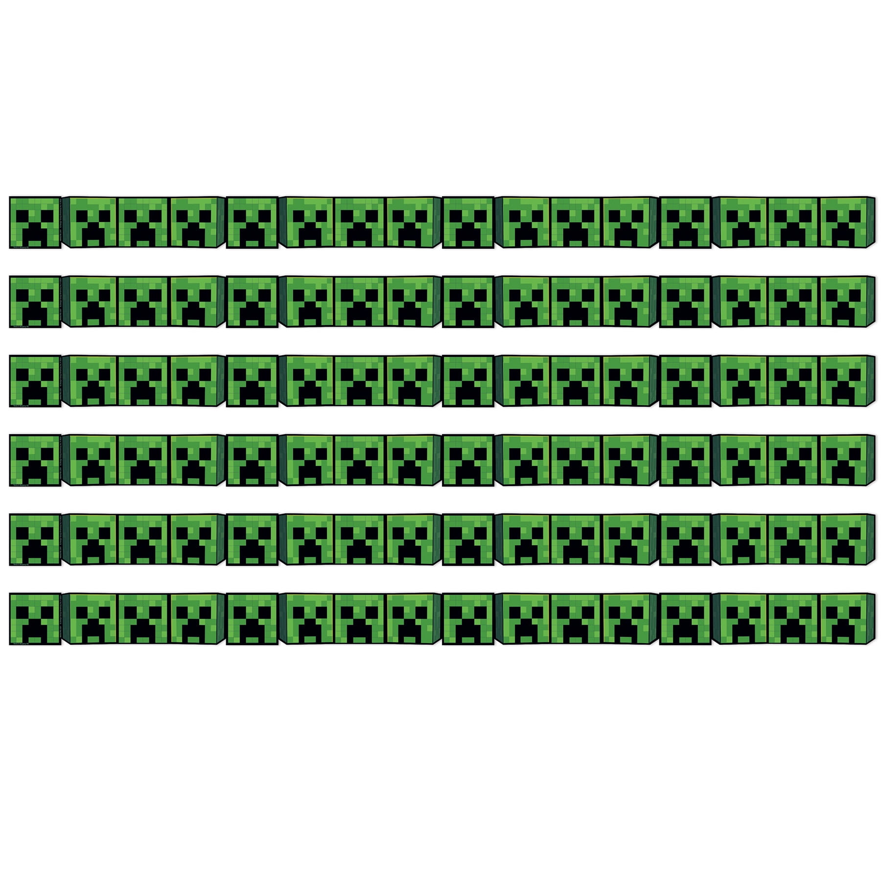 Eureka Minecraft Creeper Lineup Wide Trim, 37 Feet Per Pack, 6 Packs ...