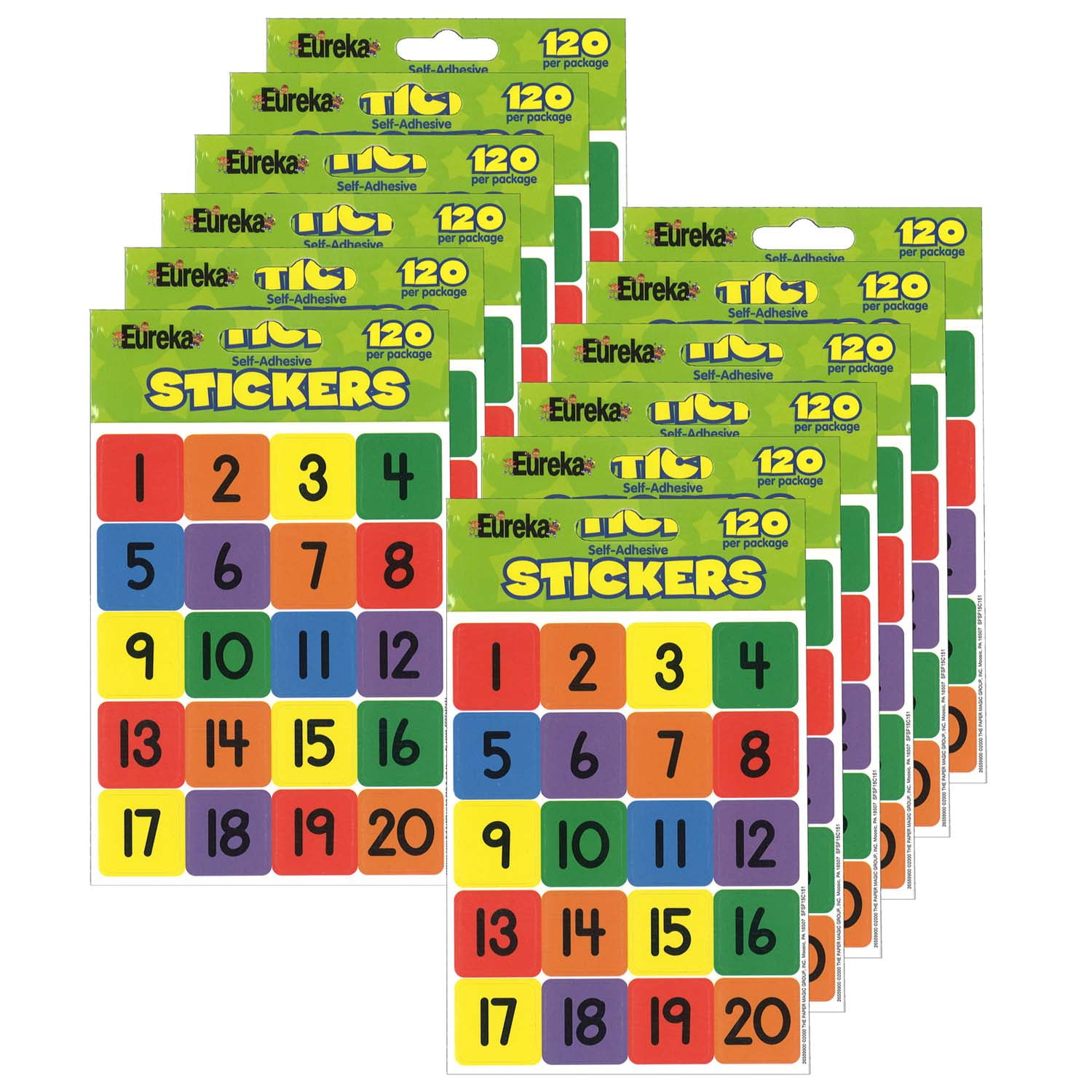 Eureka Numbers (1-20) Theme Stickers, 120 Per Pack, 12 Packs - Walmart.com