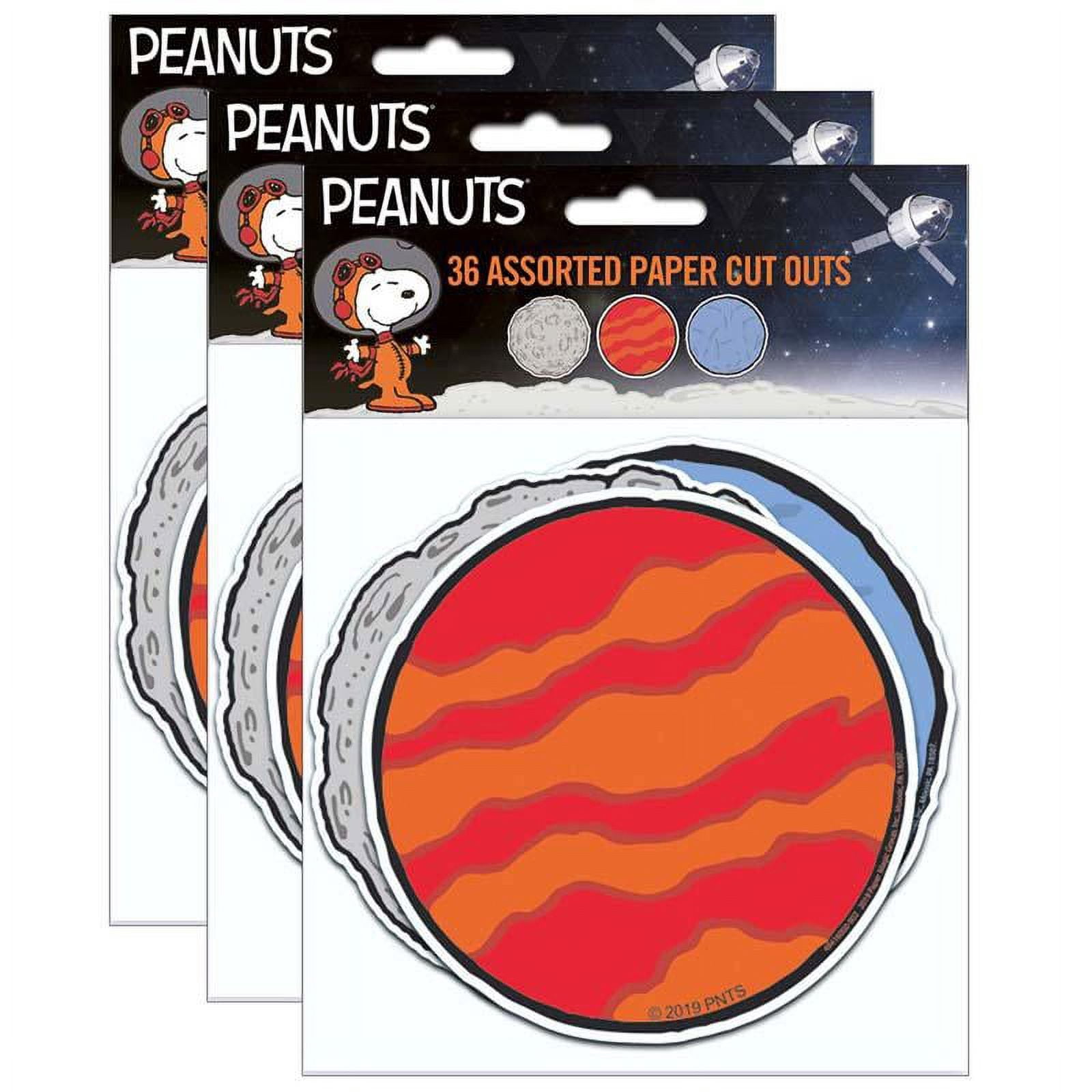 Eureka Peanuts NASA Planets Paper Cut Outs, 36 Per Pack, 3 Packs ...