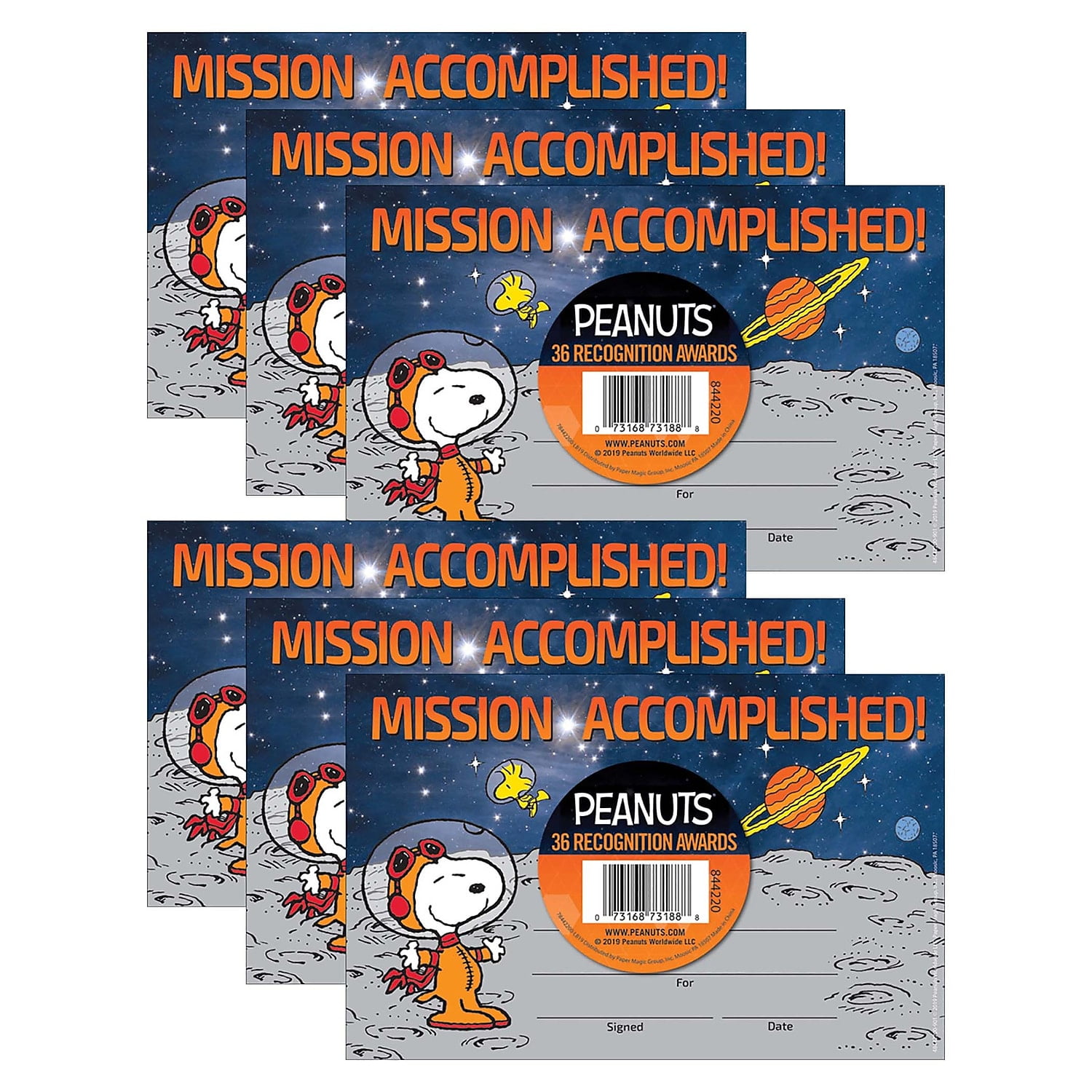 Eureka Peanuts NASA Recognition Awards, 36 Per Pack, 6 Packs - Walmart.com