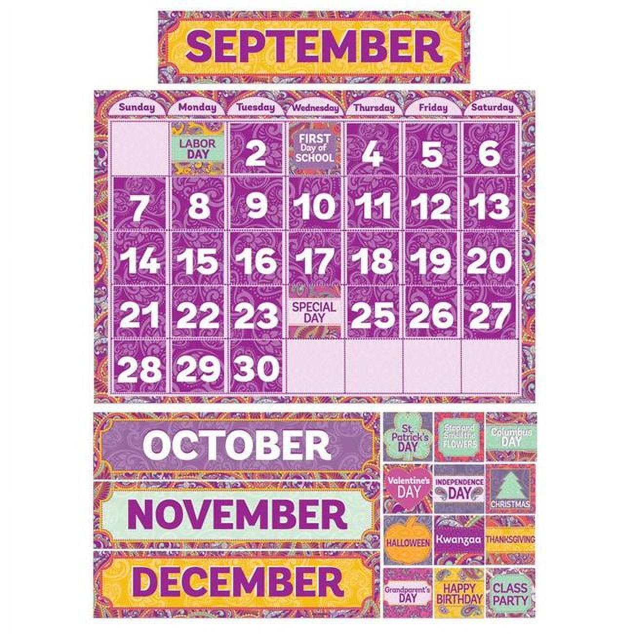Eureka Positively Paisley Calendar Bulletin Board Set - Walmart.com