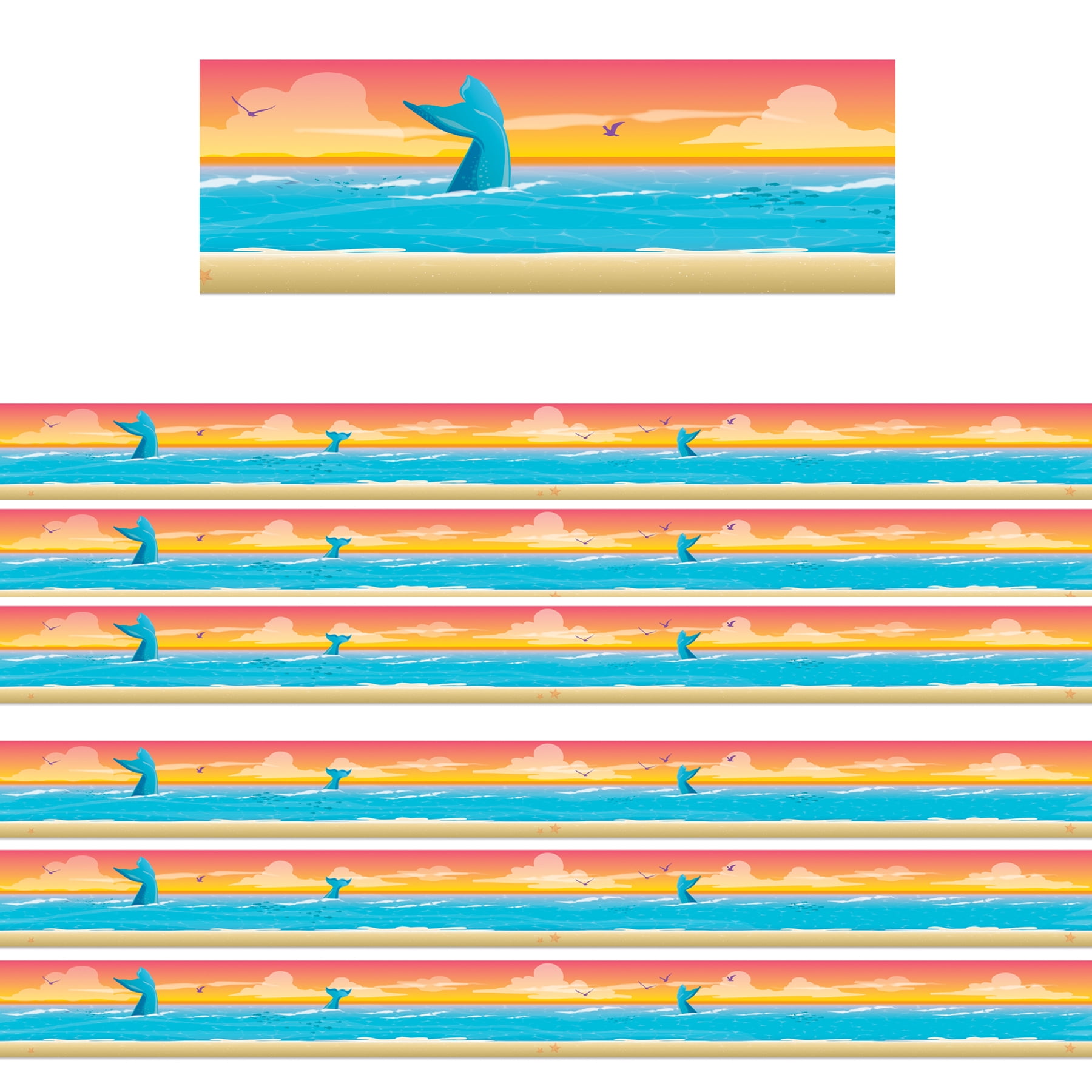 Eureka Seas the Day Horizon Extra Wide Die-Cut Deco Trim, 37 Feet Per ...