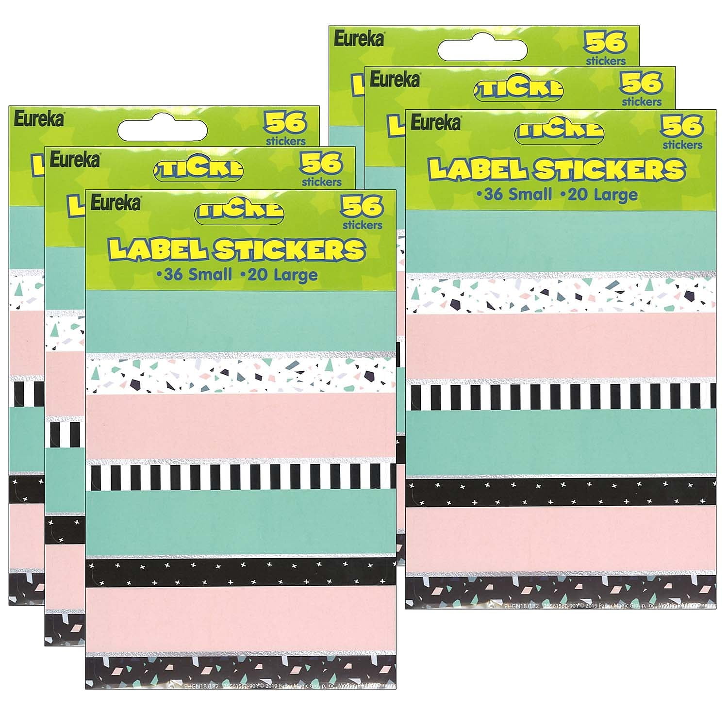 Eureka Self-Adhesive Simply Sassy Labels Assorted Sizes 56 Per Pack 6 ...