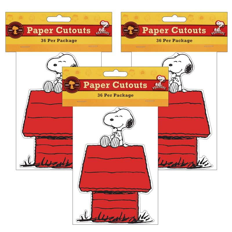 Eureka Snoopy on Dog House Paper Cut Outs 36 Per Pack 3 Packs (EU ...