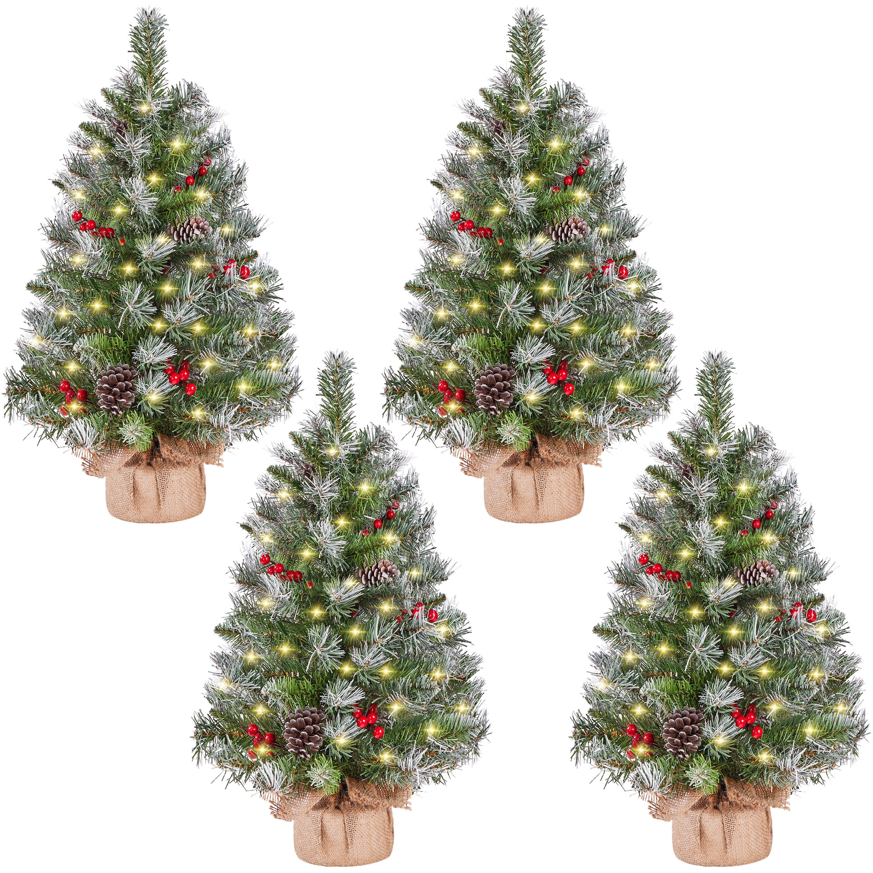 Eurekaly Trading 2ft/3ft Mini Christmas Tree Table Top Snow Flocked ...